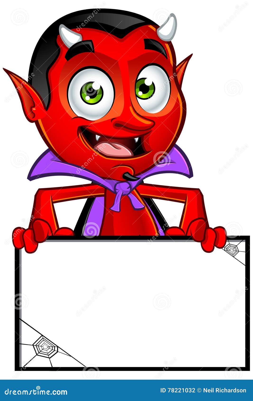 Cartoon Devil - Holding Blank Board Stock Vector - Illustration of ...