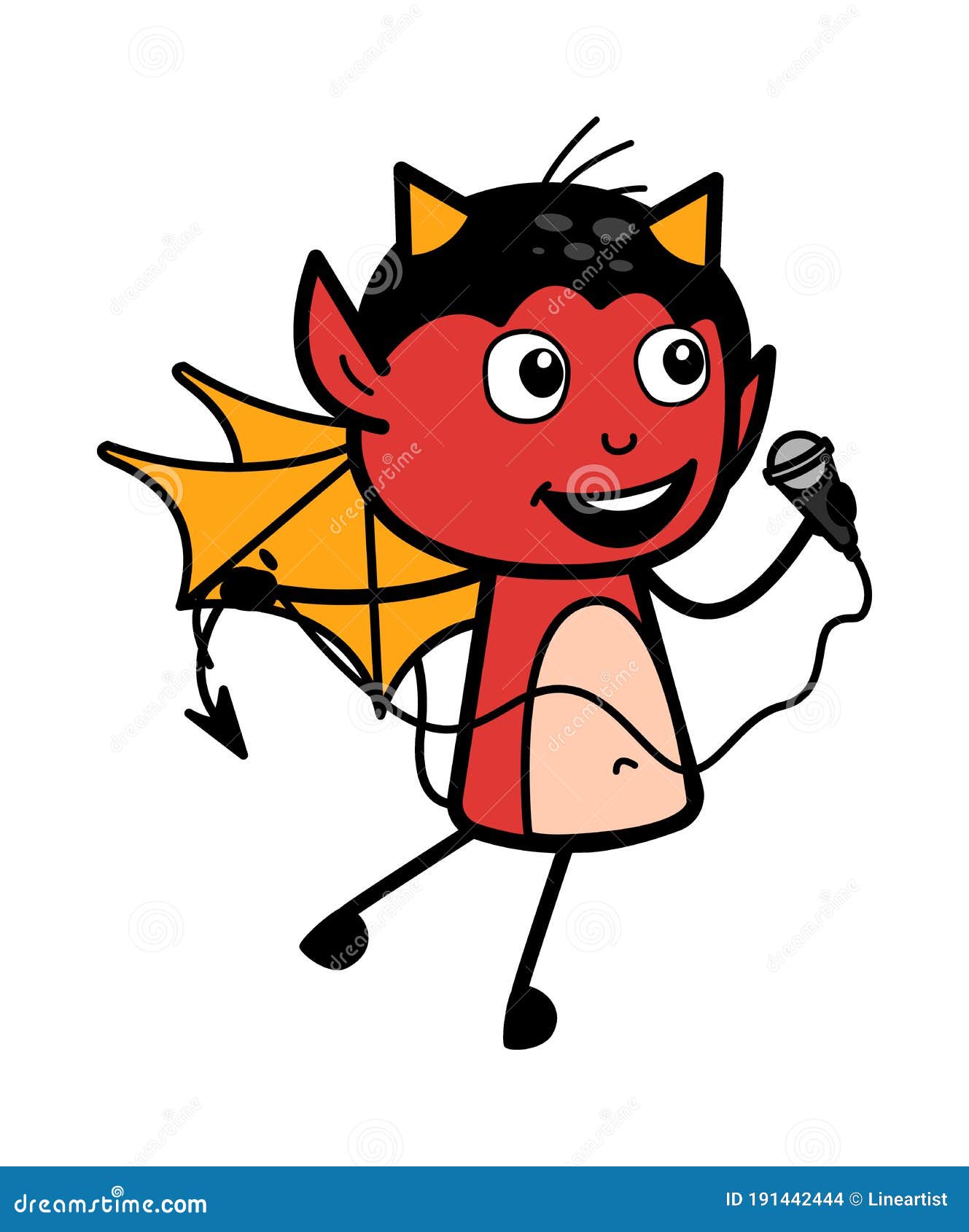 Cartoon Devil holding Mic stock illustration. Illustration of doodle ...