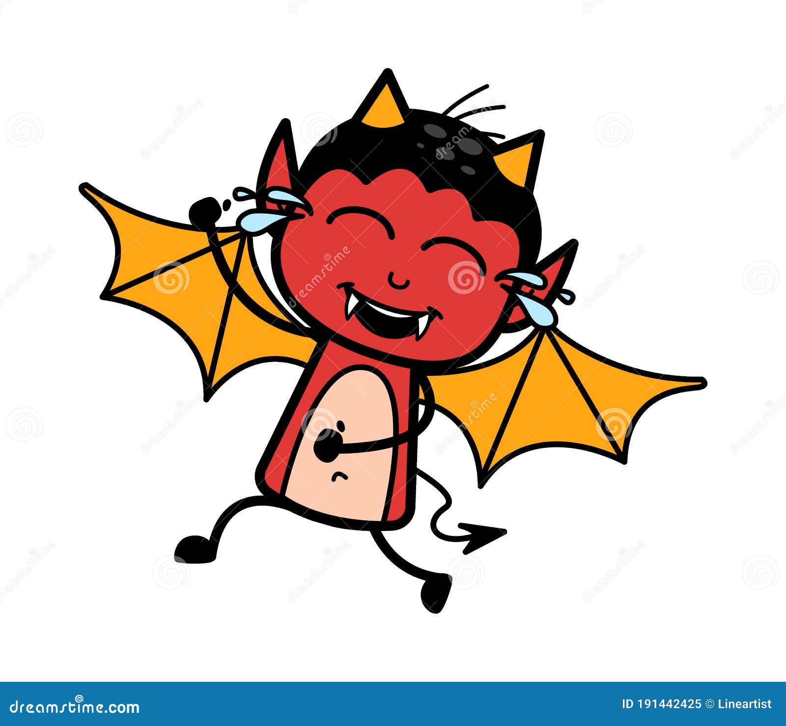 Devil Laughing And Holding A Trident. Vector Illustration With Simple ...