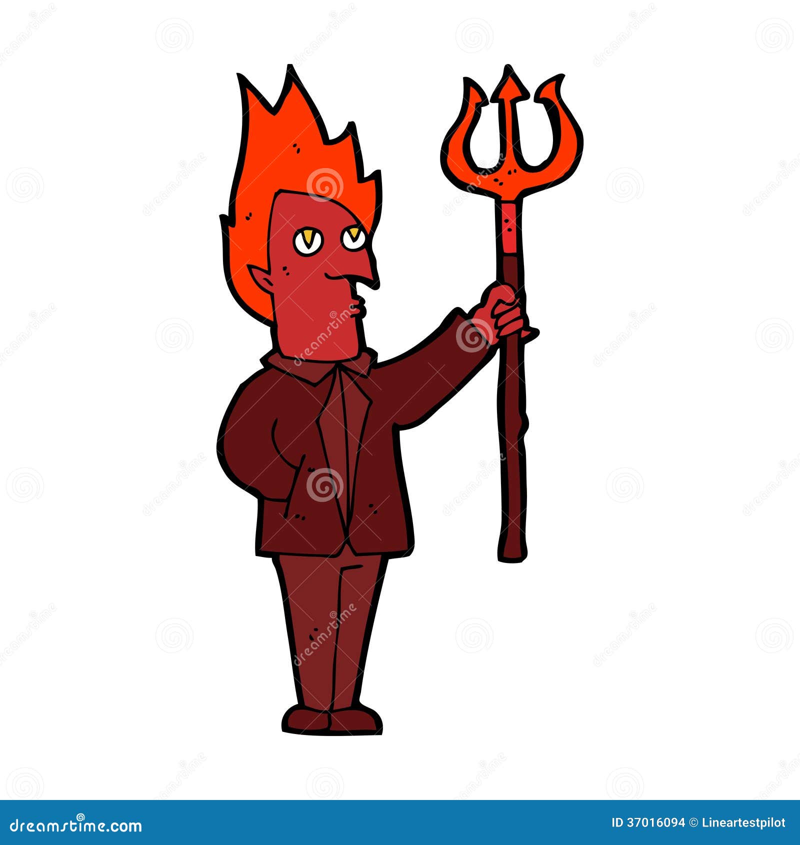 Cartoon Devil with Pitchfork Stock Vector - Illustration of cheerful ...