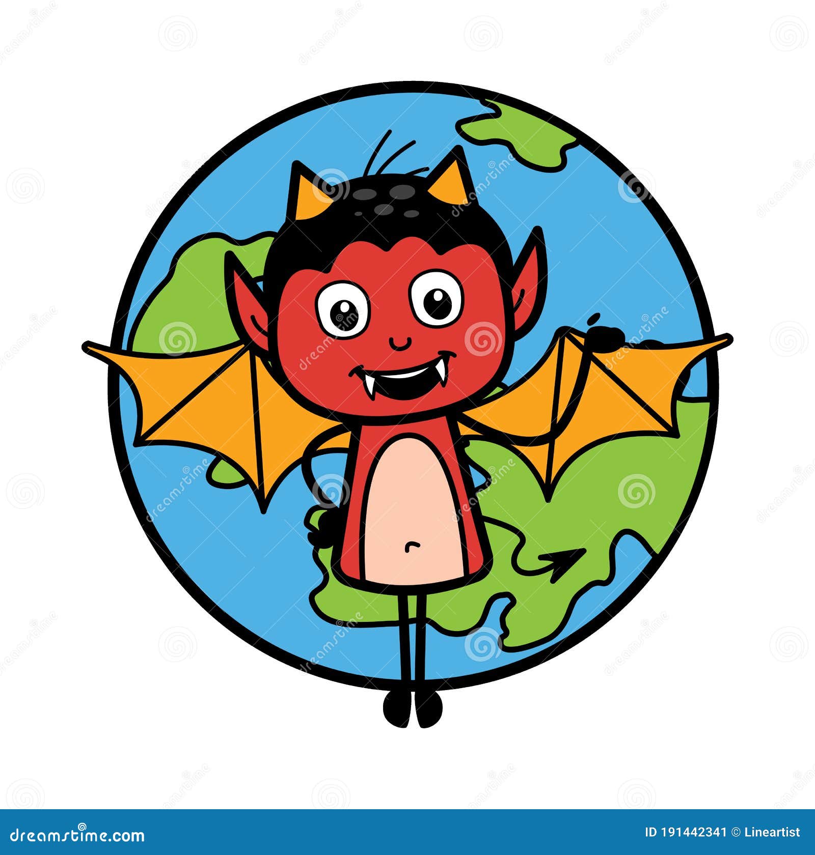Cartoon Devil with Planet Earth Stock Illustration - Illustration of ...