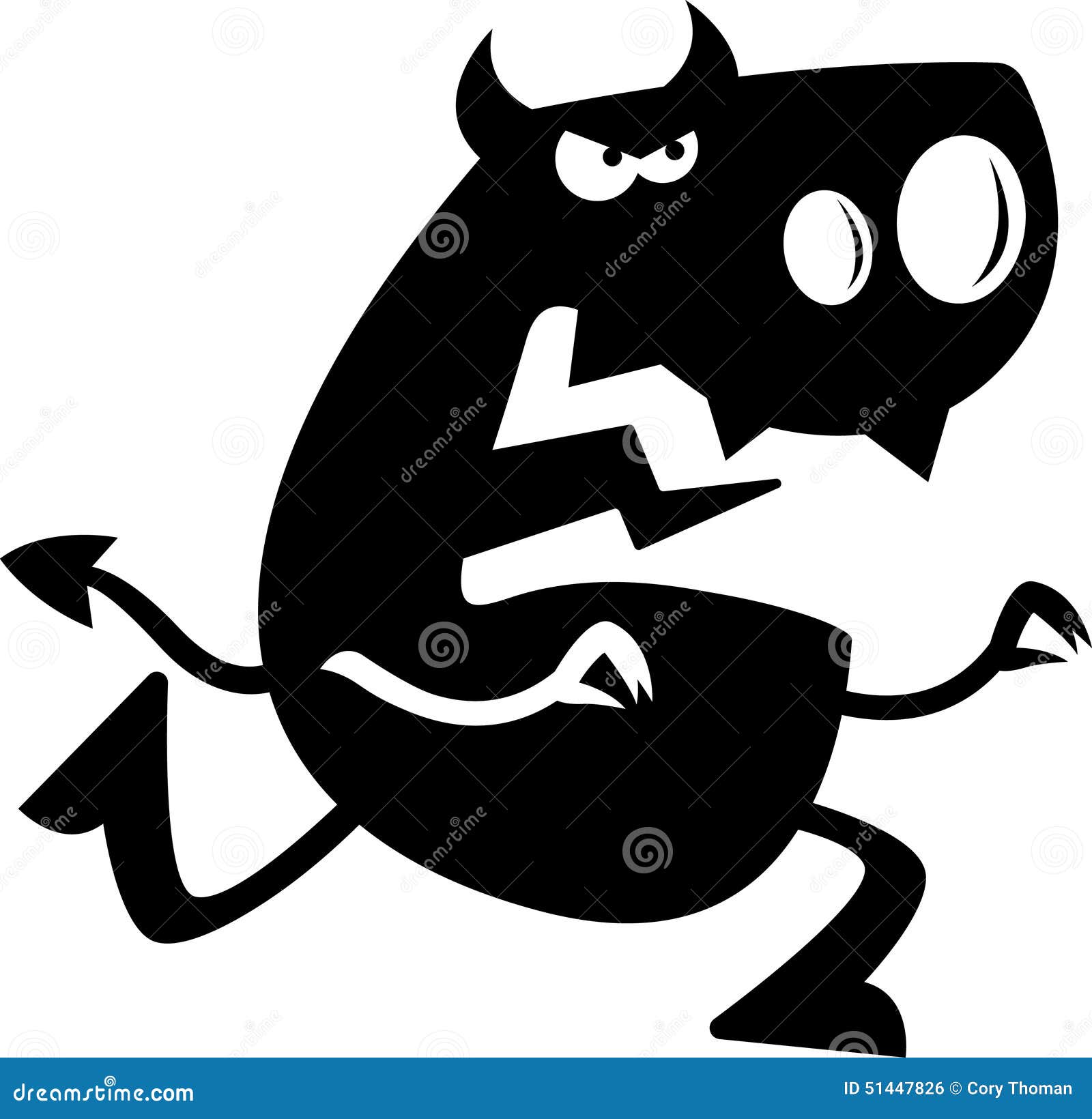 Cartoon Devil Silhouette Charging Stock Vector - Illustration of white ...
