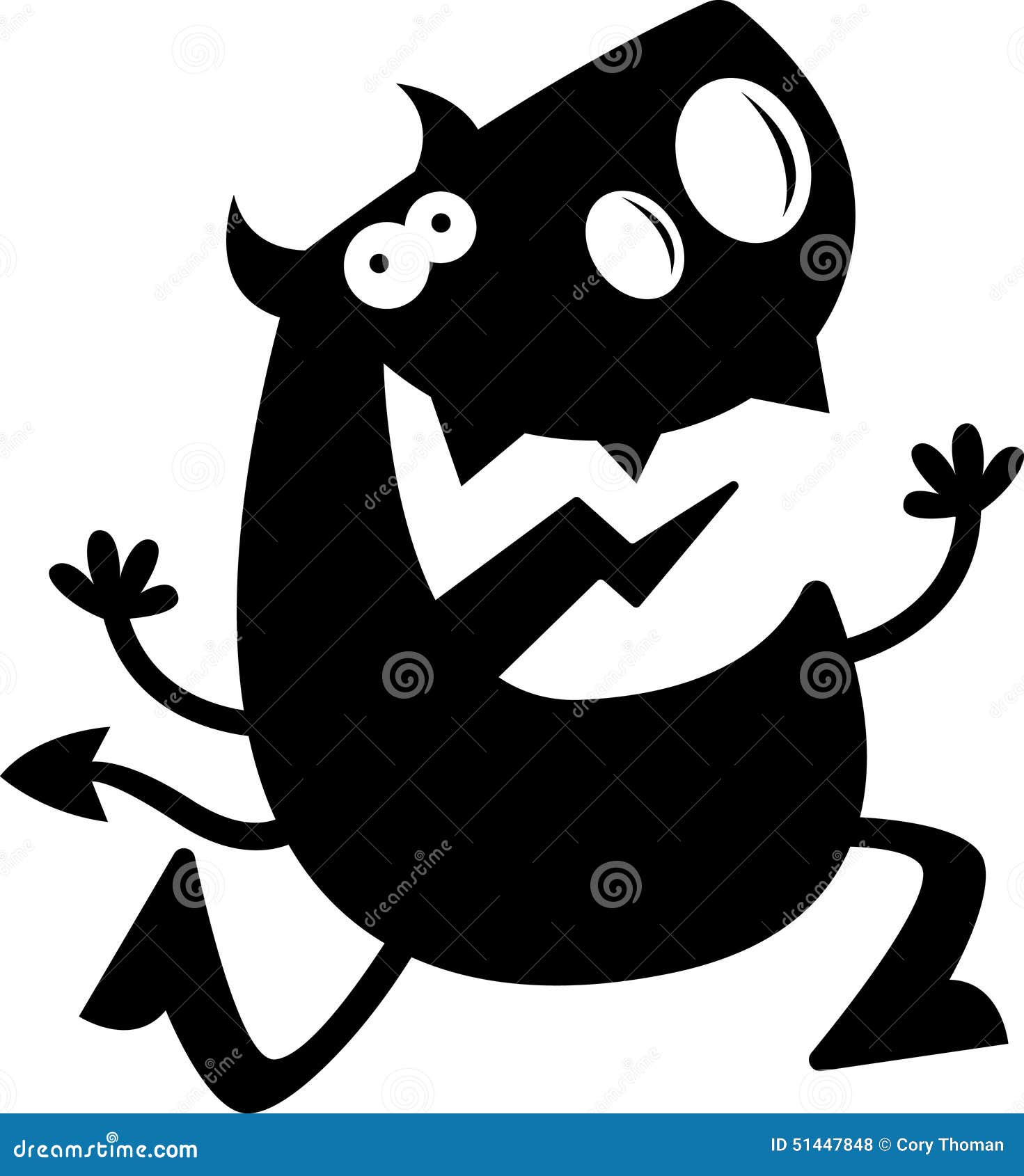 Cartoon Devil Silhouette Running Stock Vector - Illustration of white ...