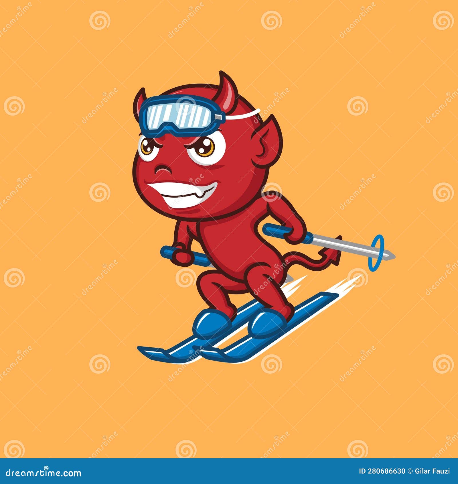 Cartoon devil ski stock vector. Illustration of fantasy - 280686630