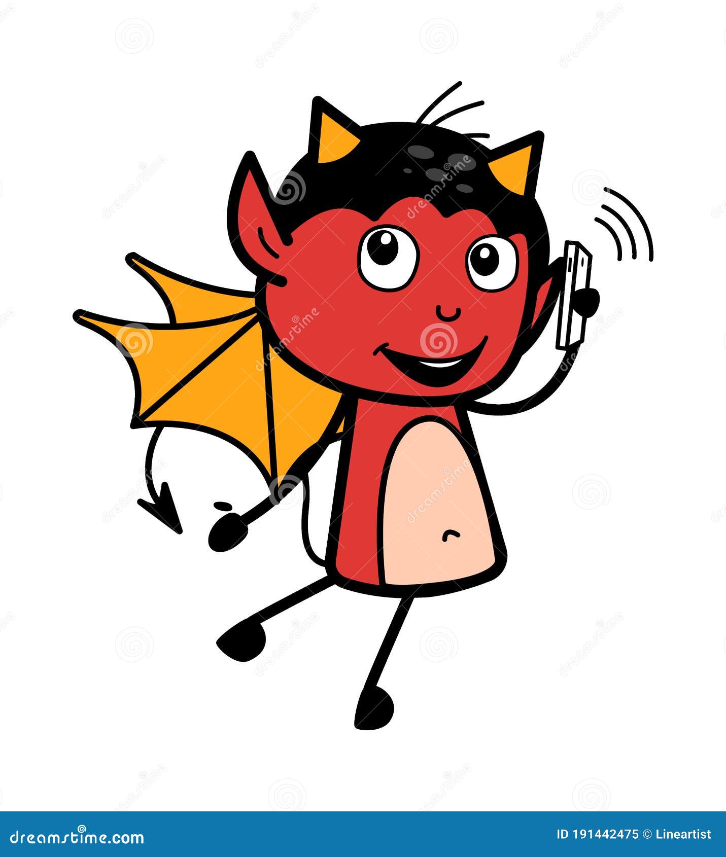 Cartoon Devil Talking on Cell Phone Stock Illustration - Illustration ...