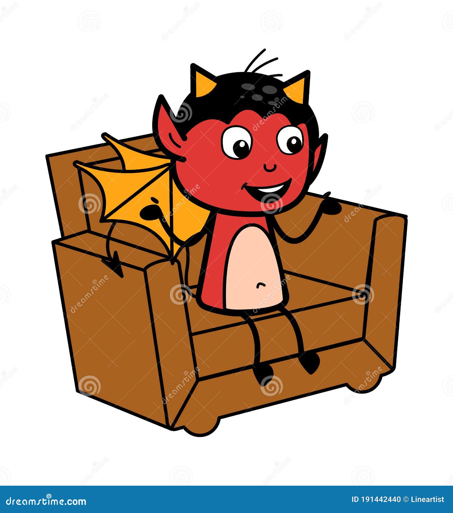 Cartoon Devil Talking on Sofa Stock Illustration - Illustration of ...