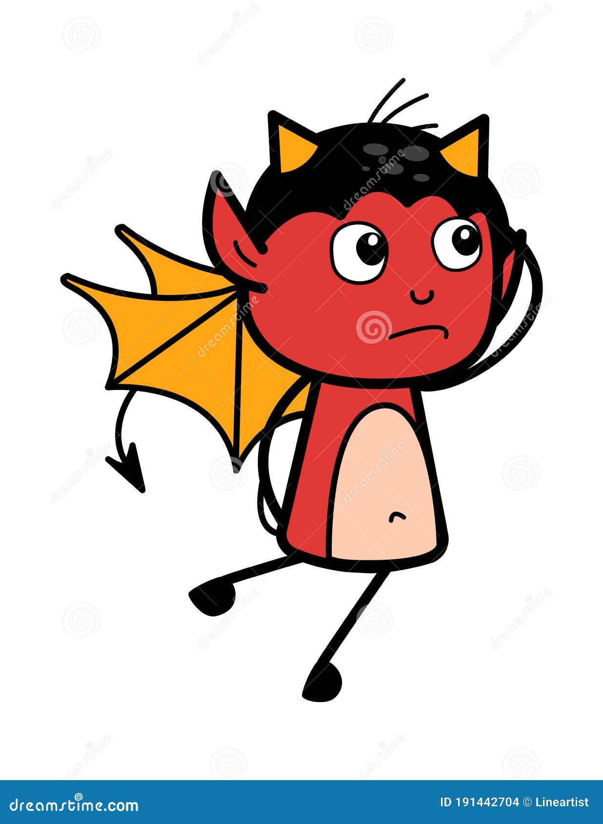 Cartoon Devil Thinking in Confusion Stock Illustration - Illustration ...