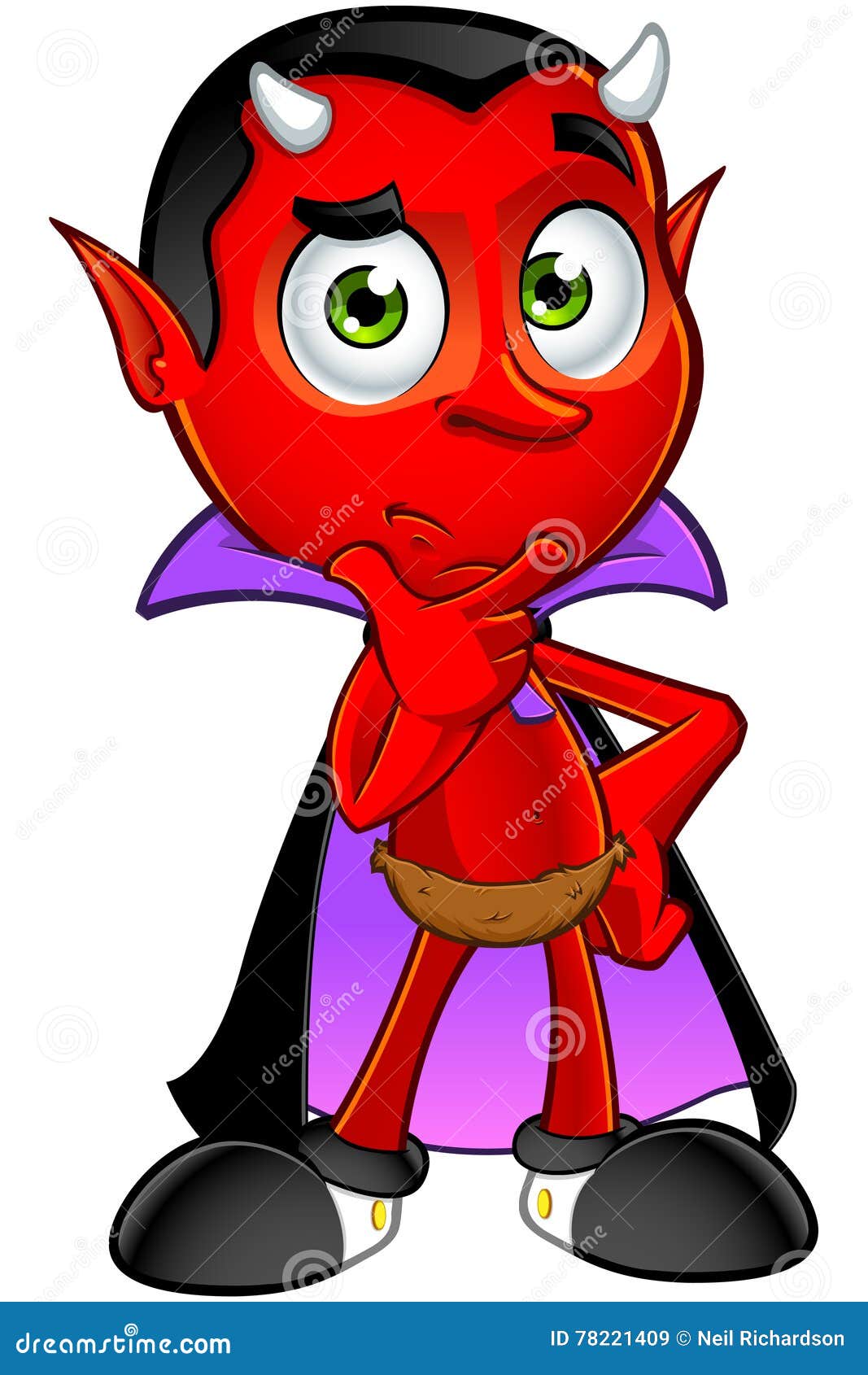 Cartoon Devil - Thinking stock vector. Illustration of devil - 78221409