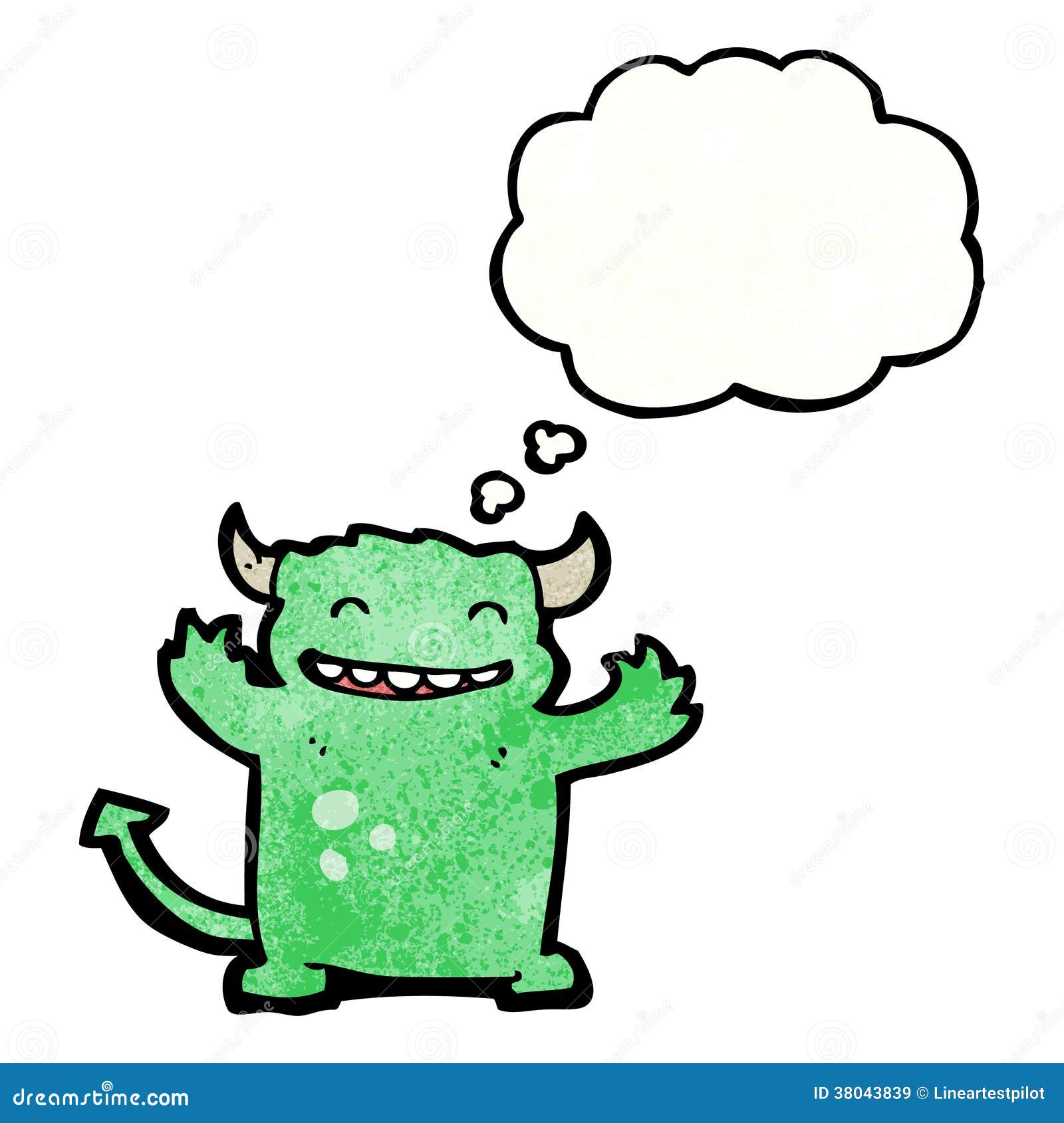 Cartoon Devil with Thought Bubble Stock Vector - Illustration of retro ...