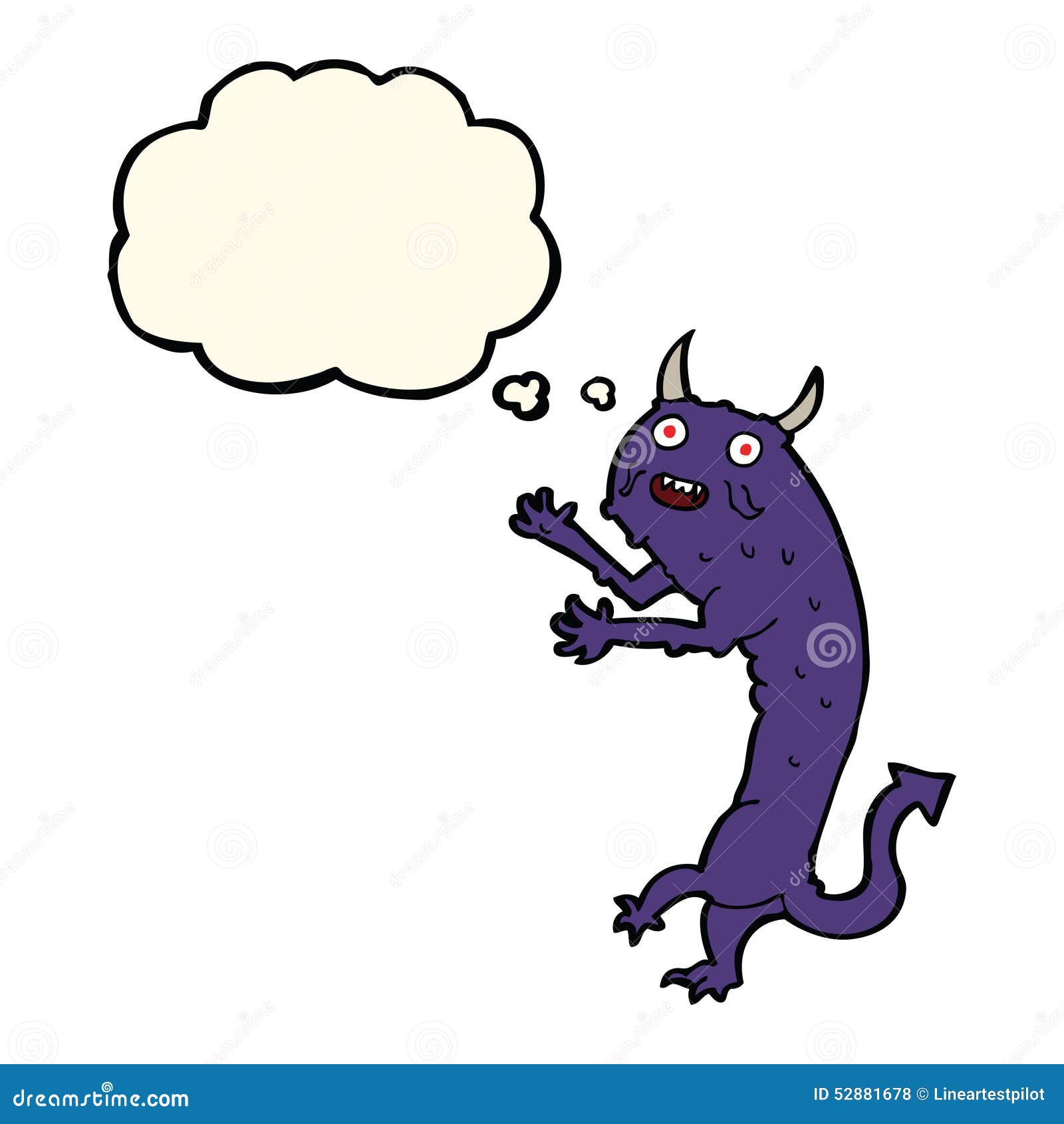 Cartoon Devil with Thought Bubble Stock Illustration - Illustration of ...