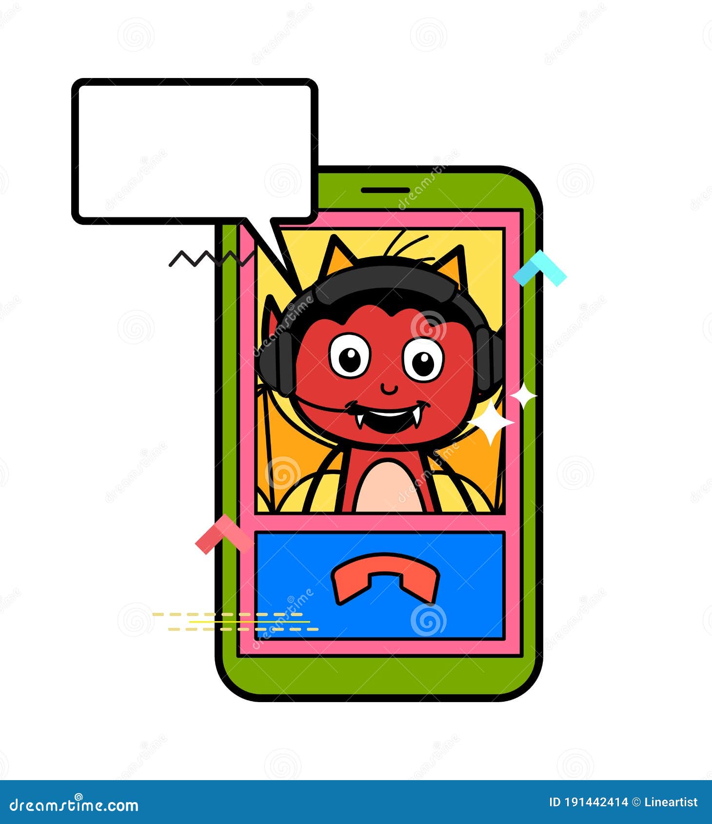 Cartoon Devil Video Calling on Mobile Stock Illustration - Illustration ...
