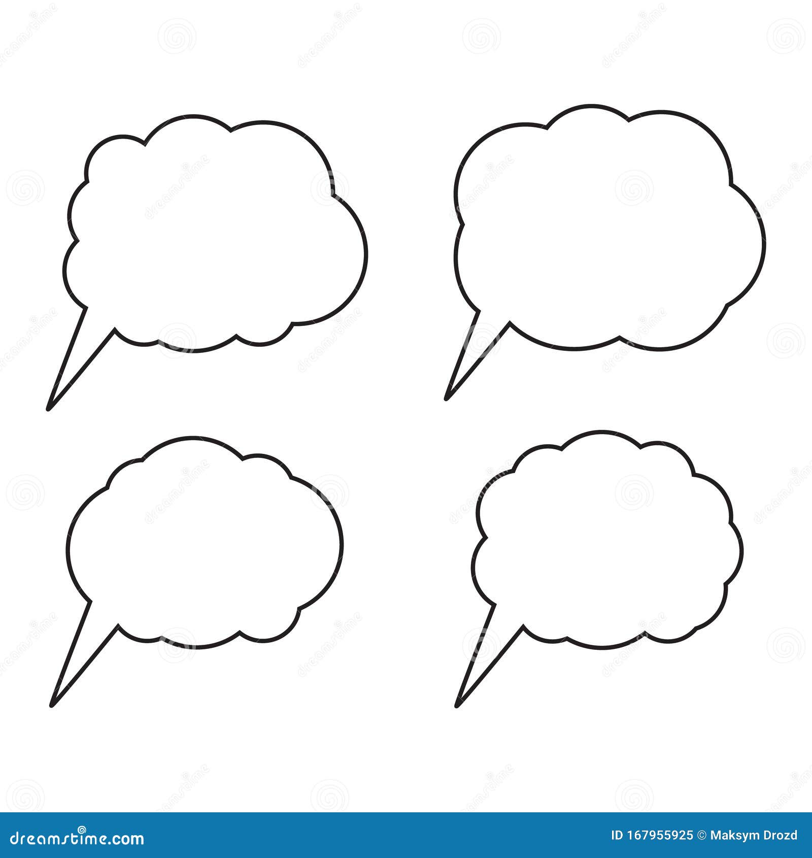 Cartoon Dialogs Cloud Line Vector, Thinking Cloud Icon Image Stock ...