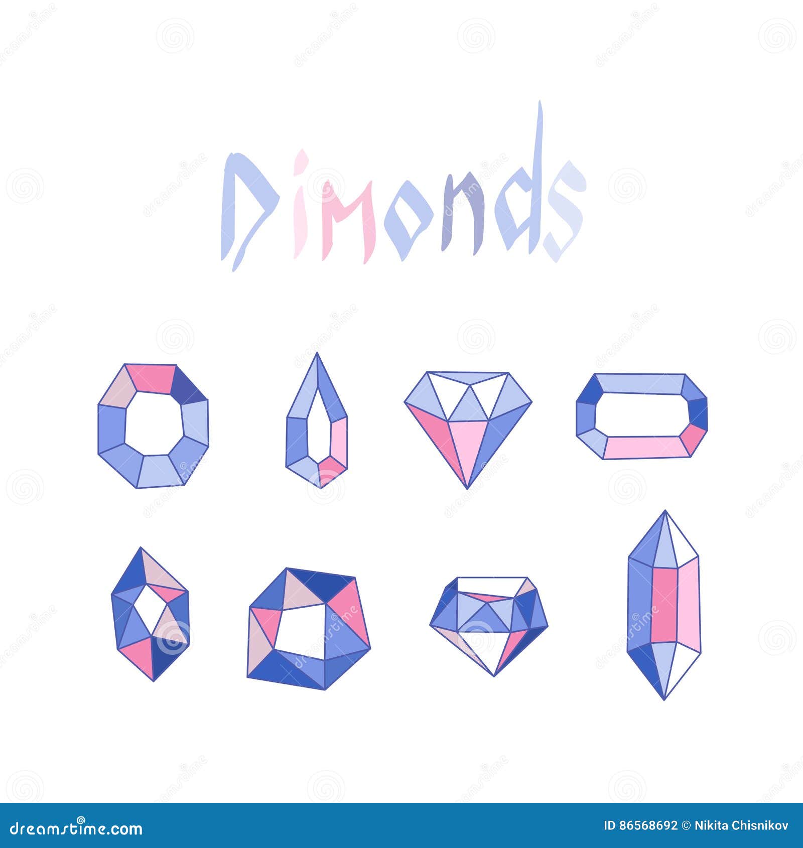 Cartoon diamond set stock vector. Illustration of bright - 86568692