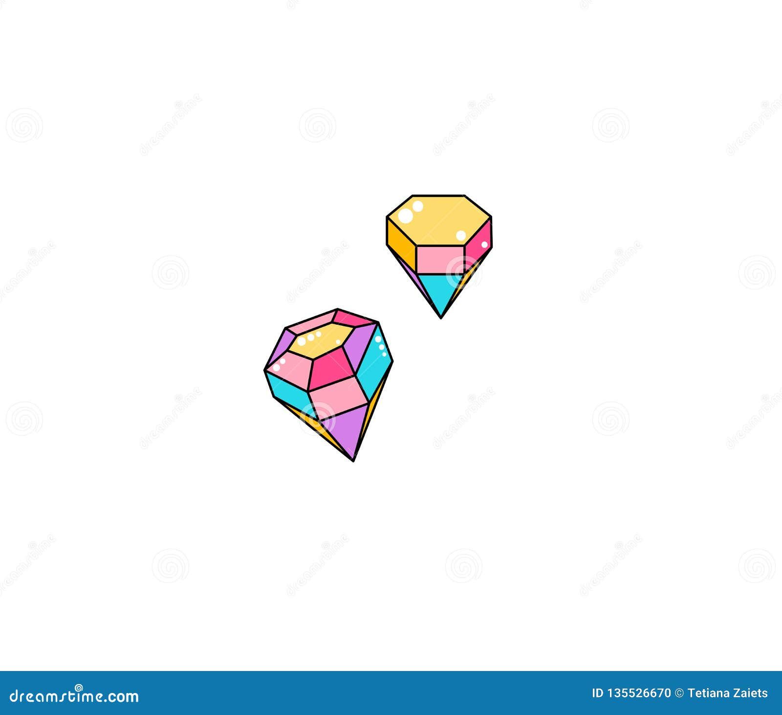 Diamond Patch. Colorful Jewelry Sticker. Jem Symbol Cartoon Vector ...