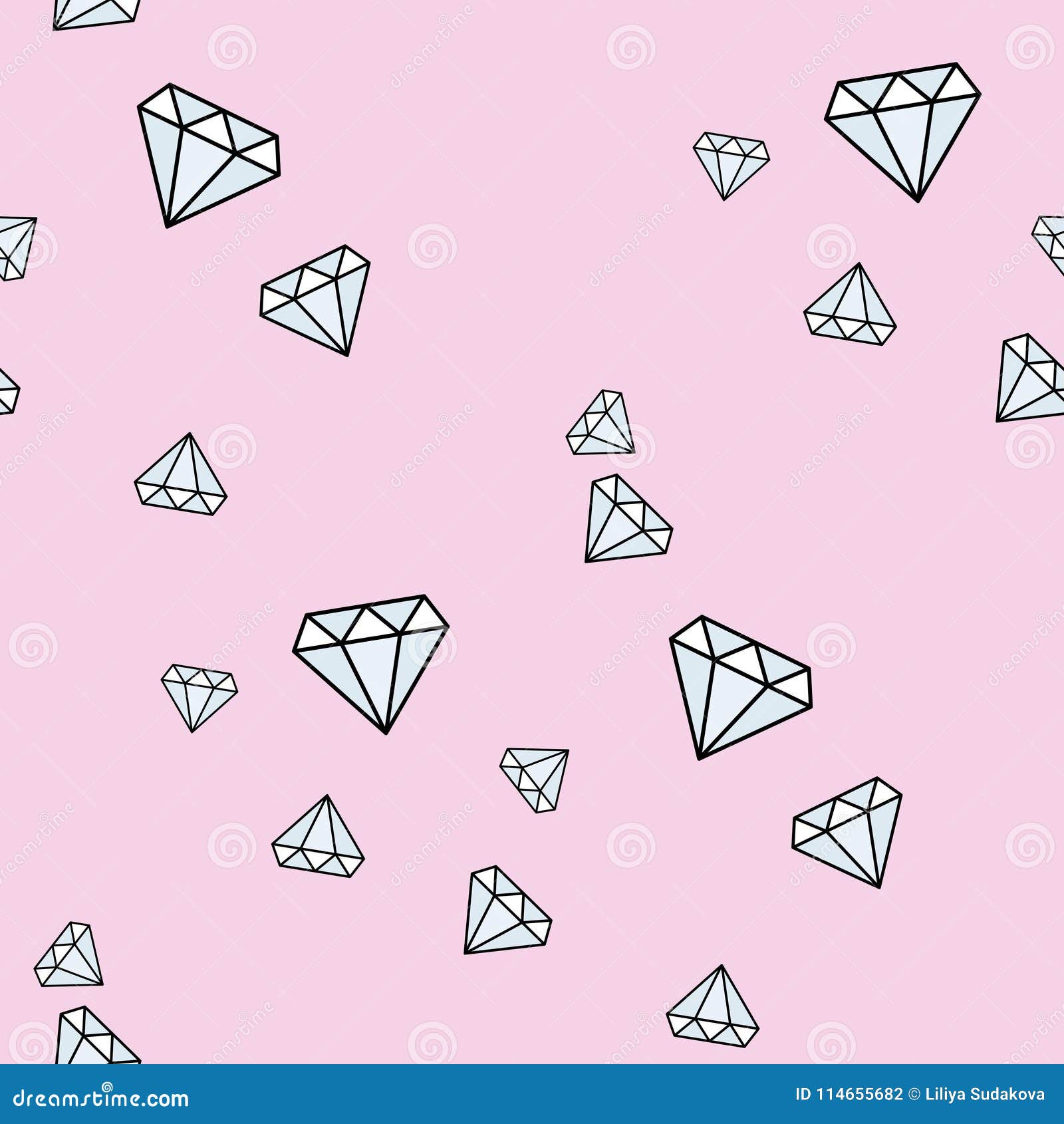 Cartoon Diamond Vector Seamless Pattern Stock Vector - Illustration of ...