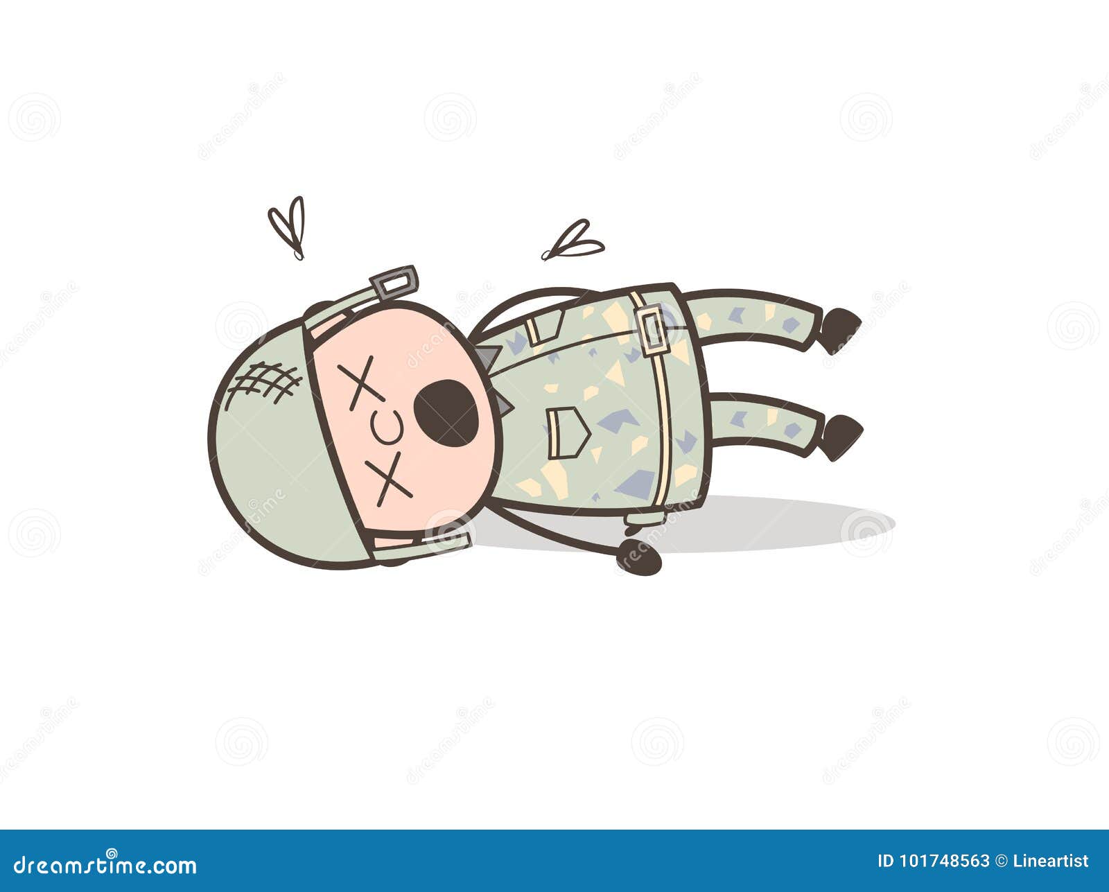 Cartoon Died Army Man Vector Illustration Stock Illustration ...