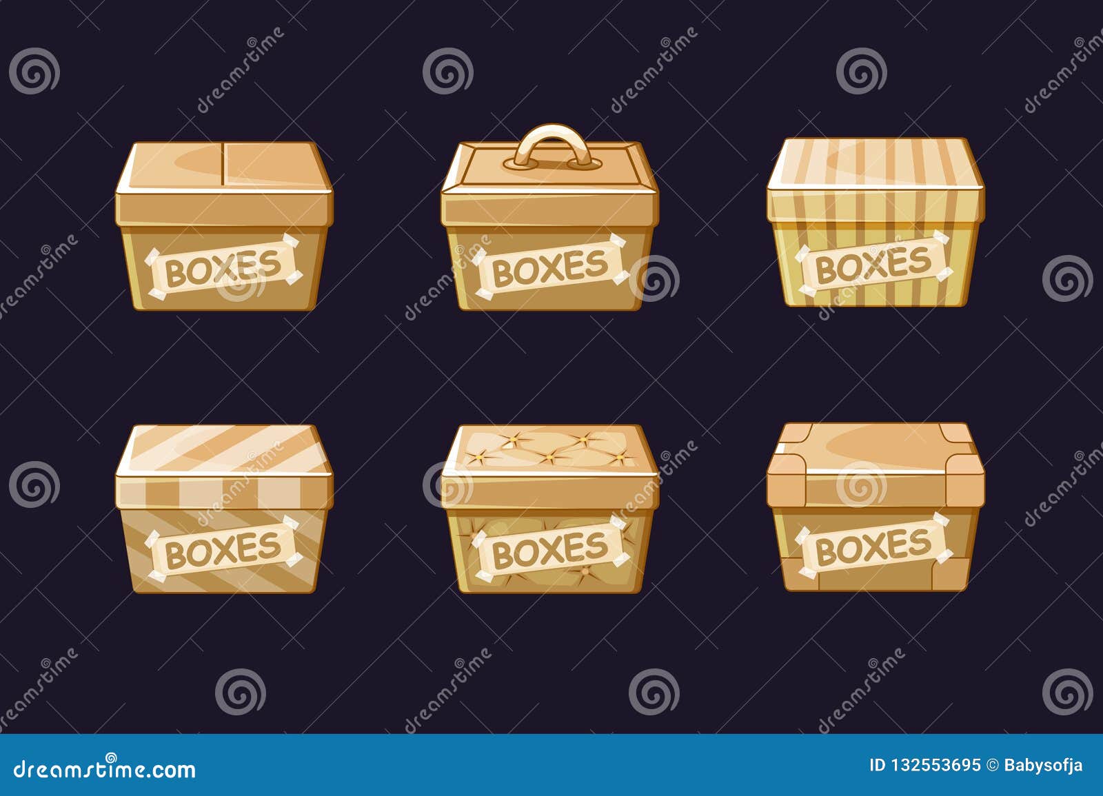 Cartoon Different Cardboard Boxes, Vectors Packing, Objects. Stock ...