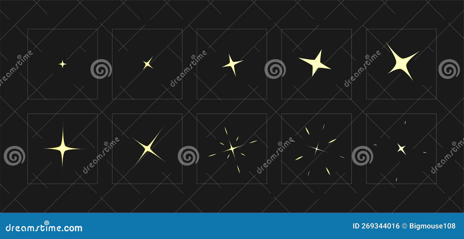 Cartoon Different Shine Sparkle Animation Effect Set. Vector Stock ...