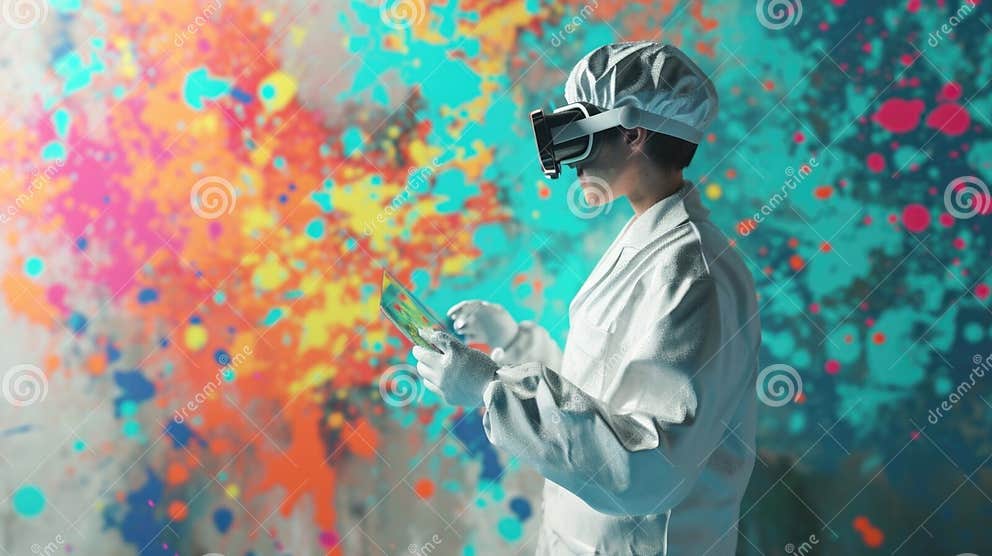 Cartoon Digital Avatar of a Forensic Scientist Studying Splatter ...