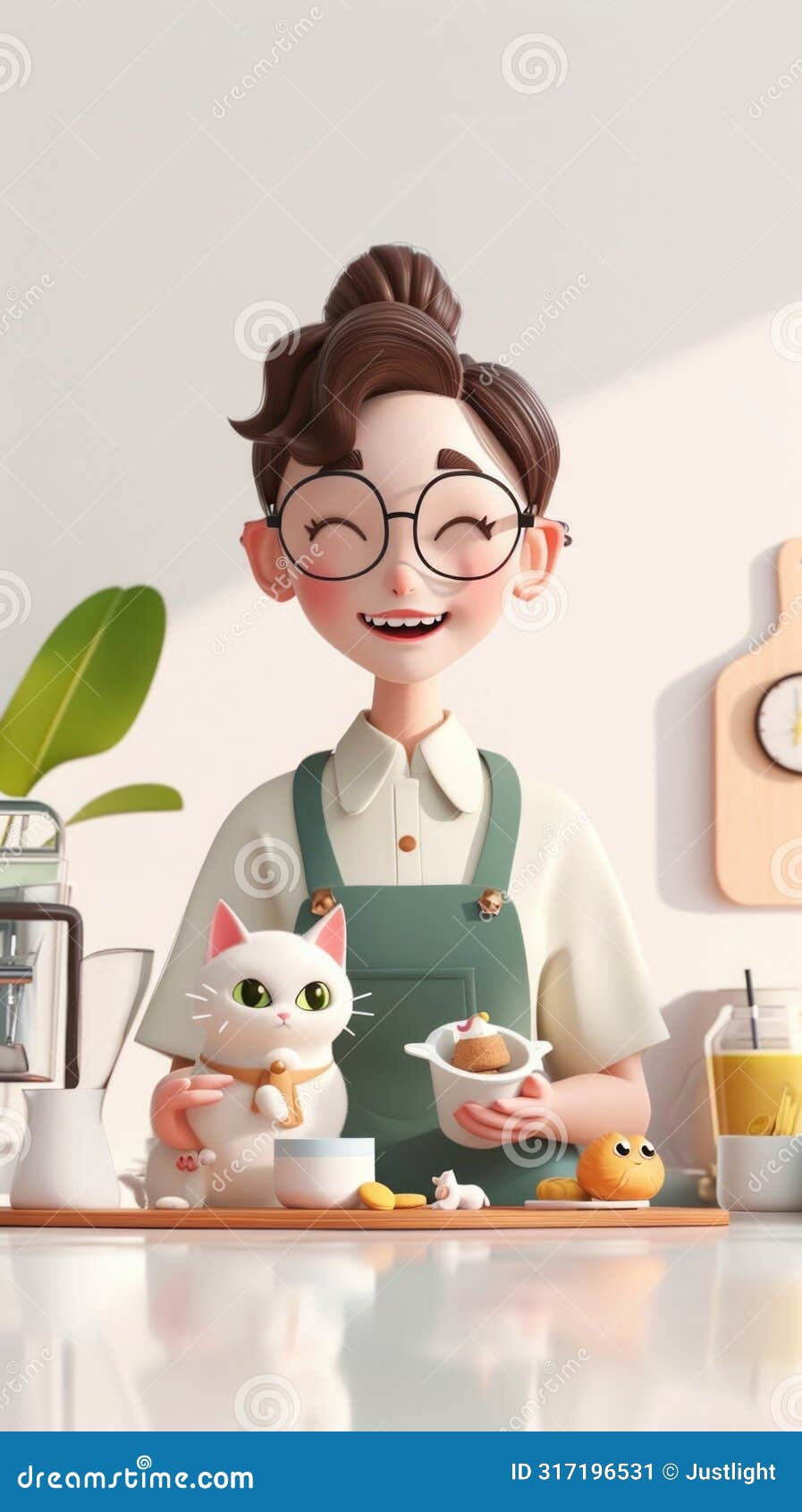 Cartoon Digital Avatar of a Hardworking Cat Cafe Owner with a Busy ... Cartoon Digital Avatar of a Hardworking Cat Cafe Owner with a Busy ...