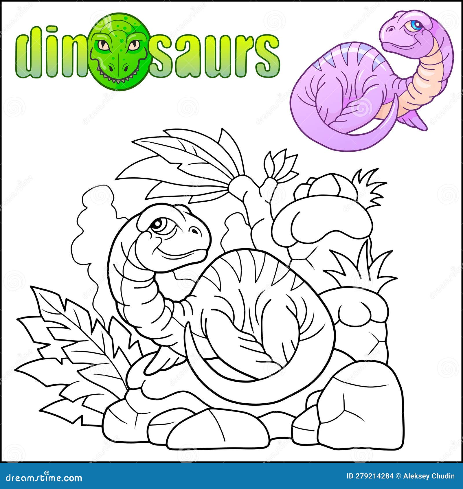 Cartoon Dinosaur Coloring Book Stock Vector - Illustration of reptile ...