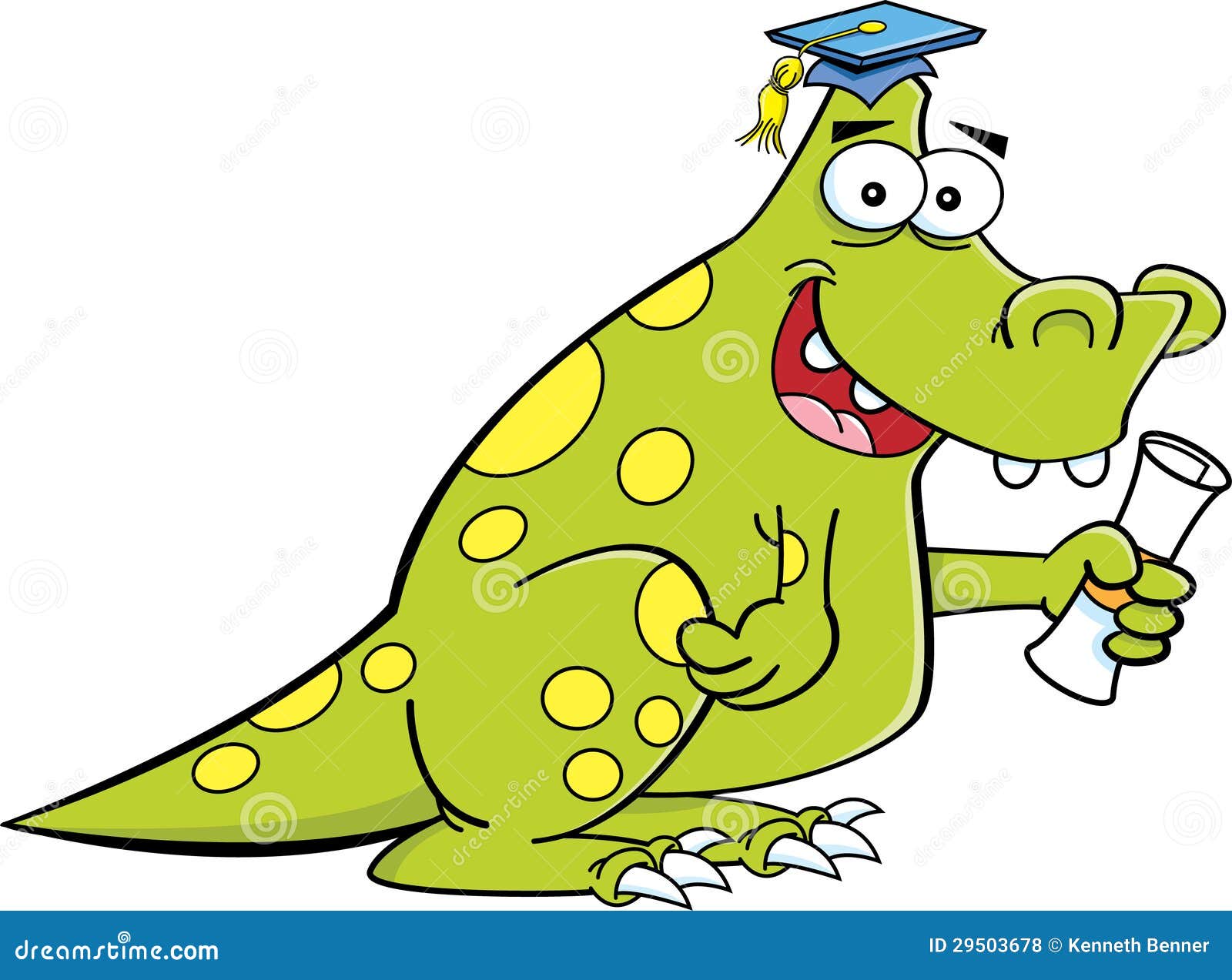 Alligator In Graduation Cap And Gown. Realistic Crocodile Portrait ...