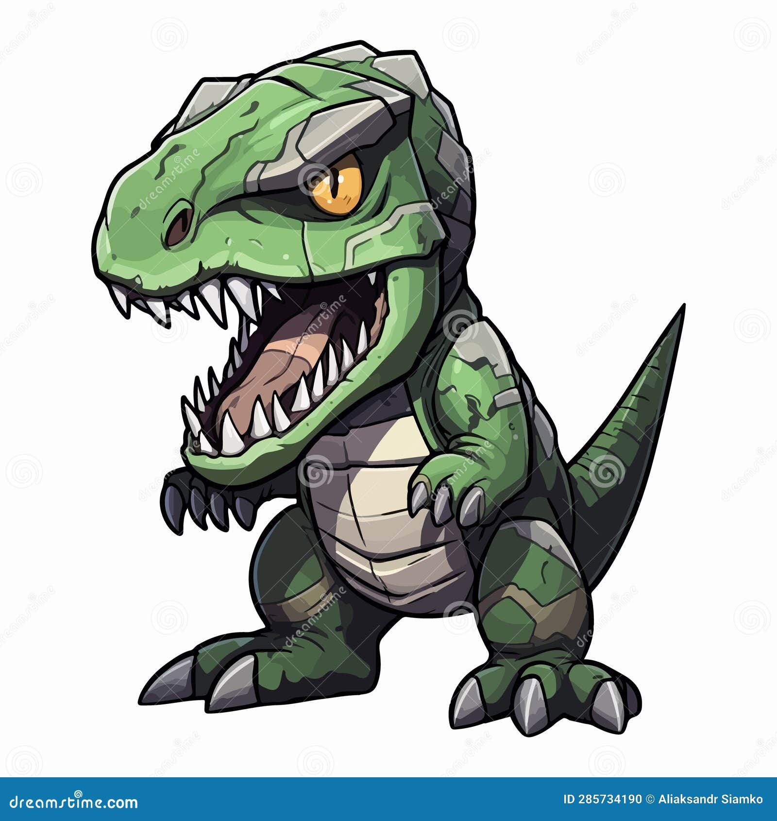 A Cartoon Dinosaur with Sharp Teeth Stock Vector - Illustration of ...