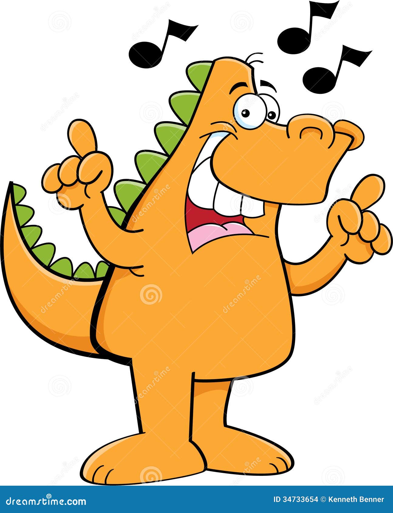 Cartoon dinosaur singing. stock illustration. Illustration of happy ...