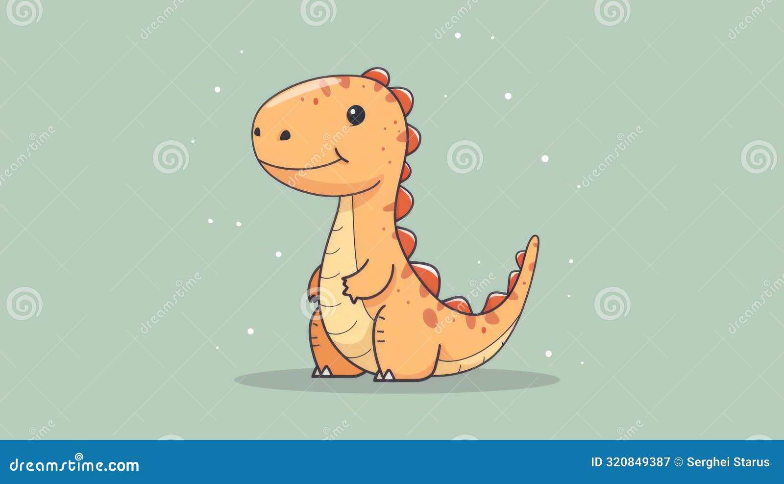 A Cartoon Dinosaur Sitting on a Green Background with Snow Falling, AI ...