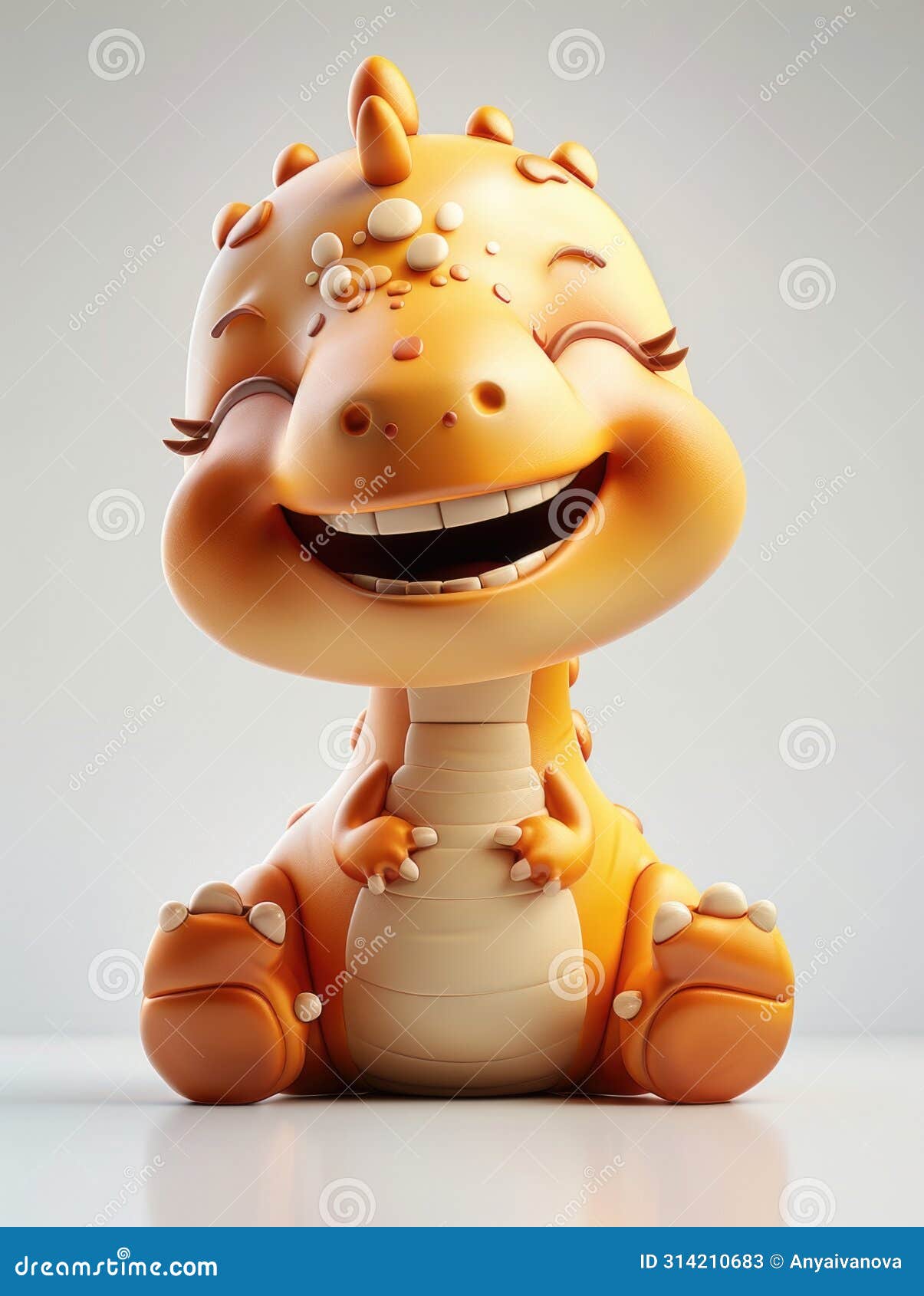 A Cartoon Dinosaur Sitting on a White Surface Stock Illustration ...