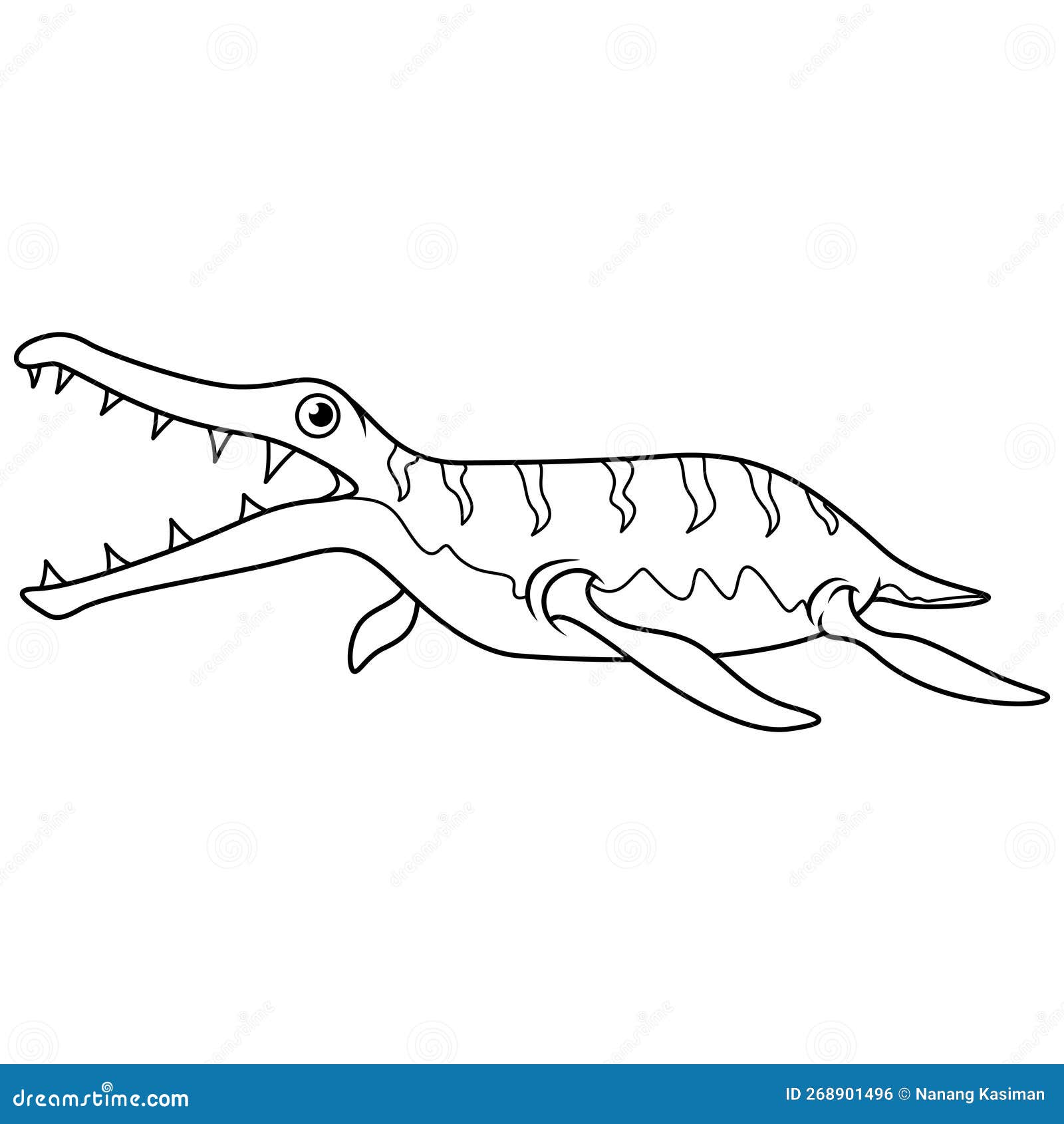 Kronosaurus. Dinosaur, Cartoon Style. Coloring Page. | CartoonDealer ...