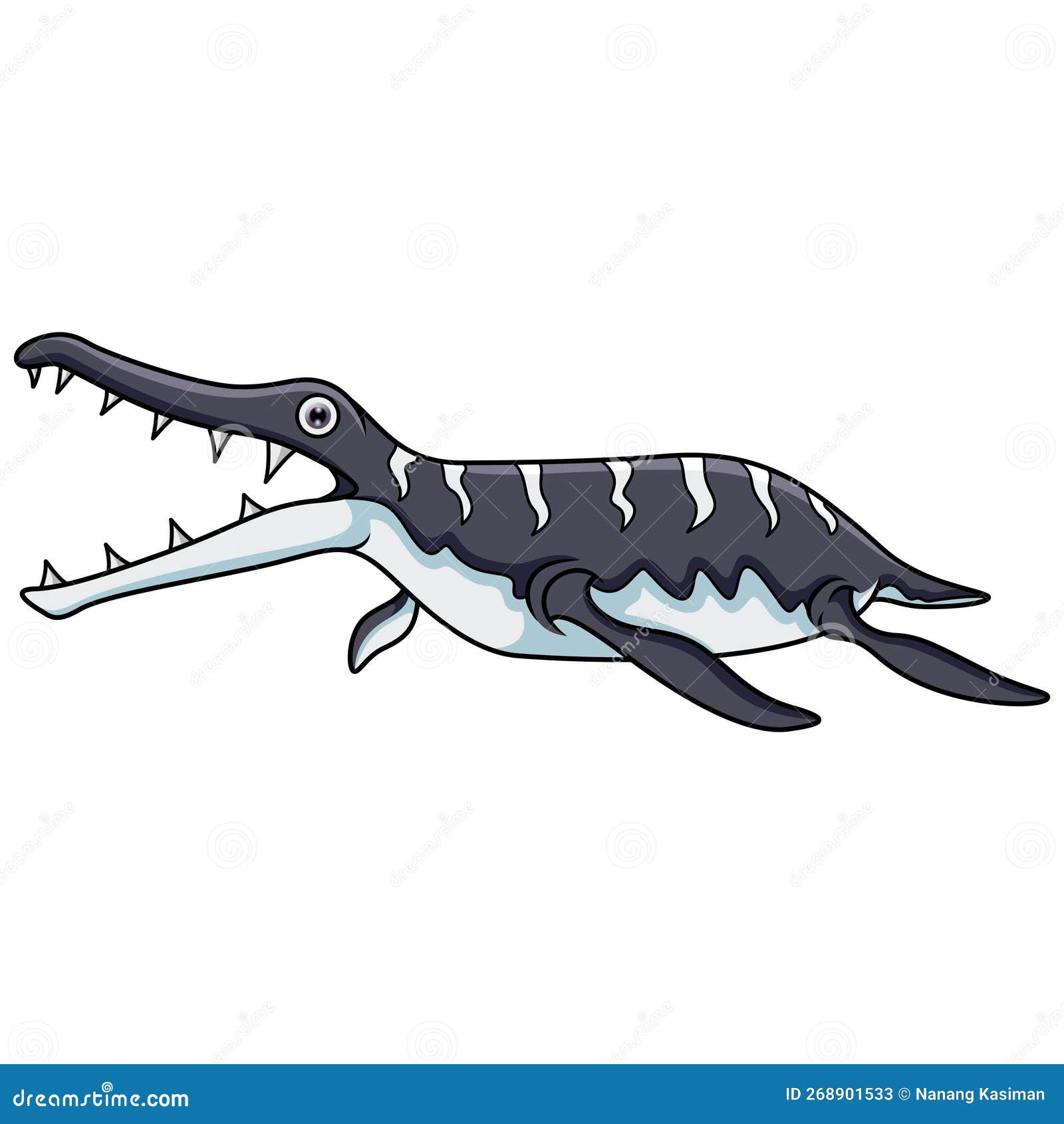 Cartoon Dinosaur Smiling Kronosaurus on White Background Stock Vector ...