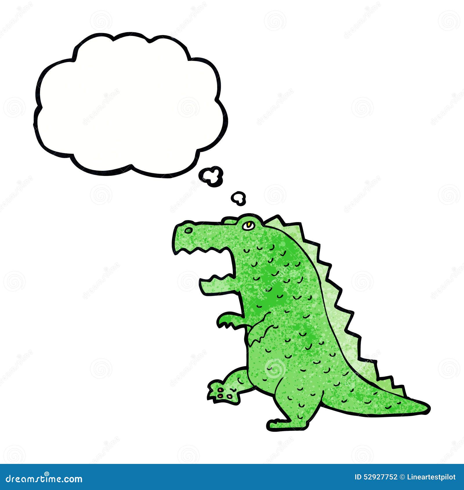 Cartoon Dinosaur with Thought Bubble Stock Illustration - Illustration ...