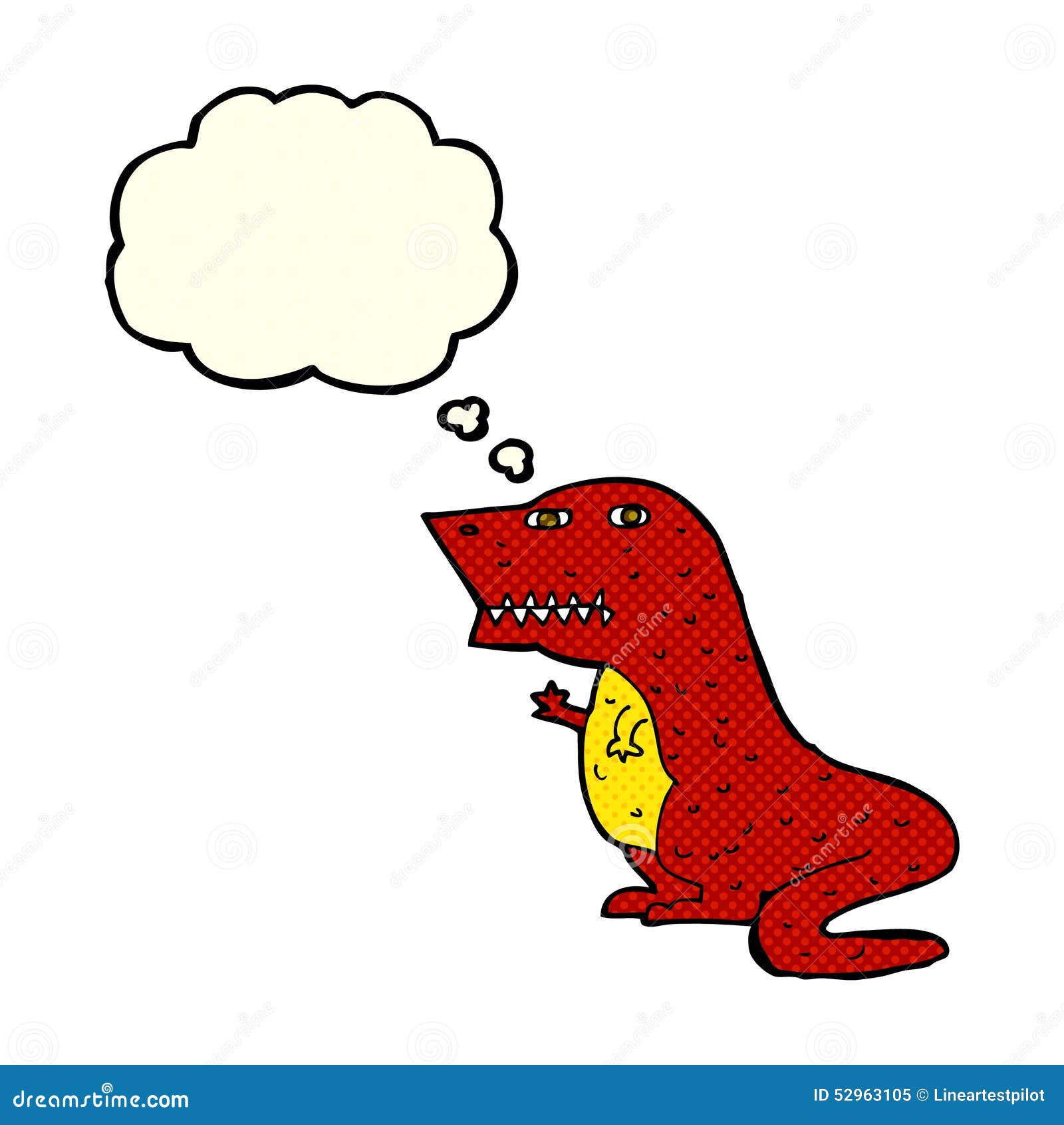 Cartoon Dinosaur with Thought Bubble Stock Illustration - Illustration ...