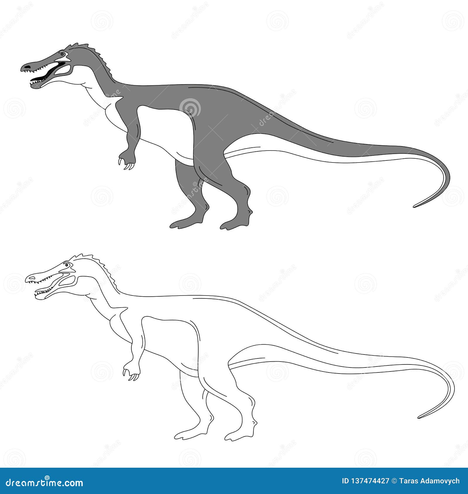 Cartoon Dinosaur,vector Illustration ,lining Draw,profile Stock Vector ...