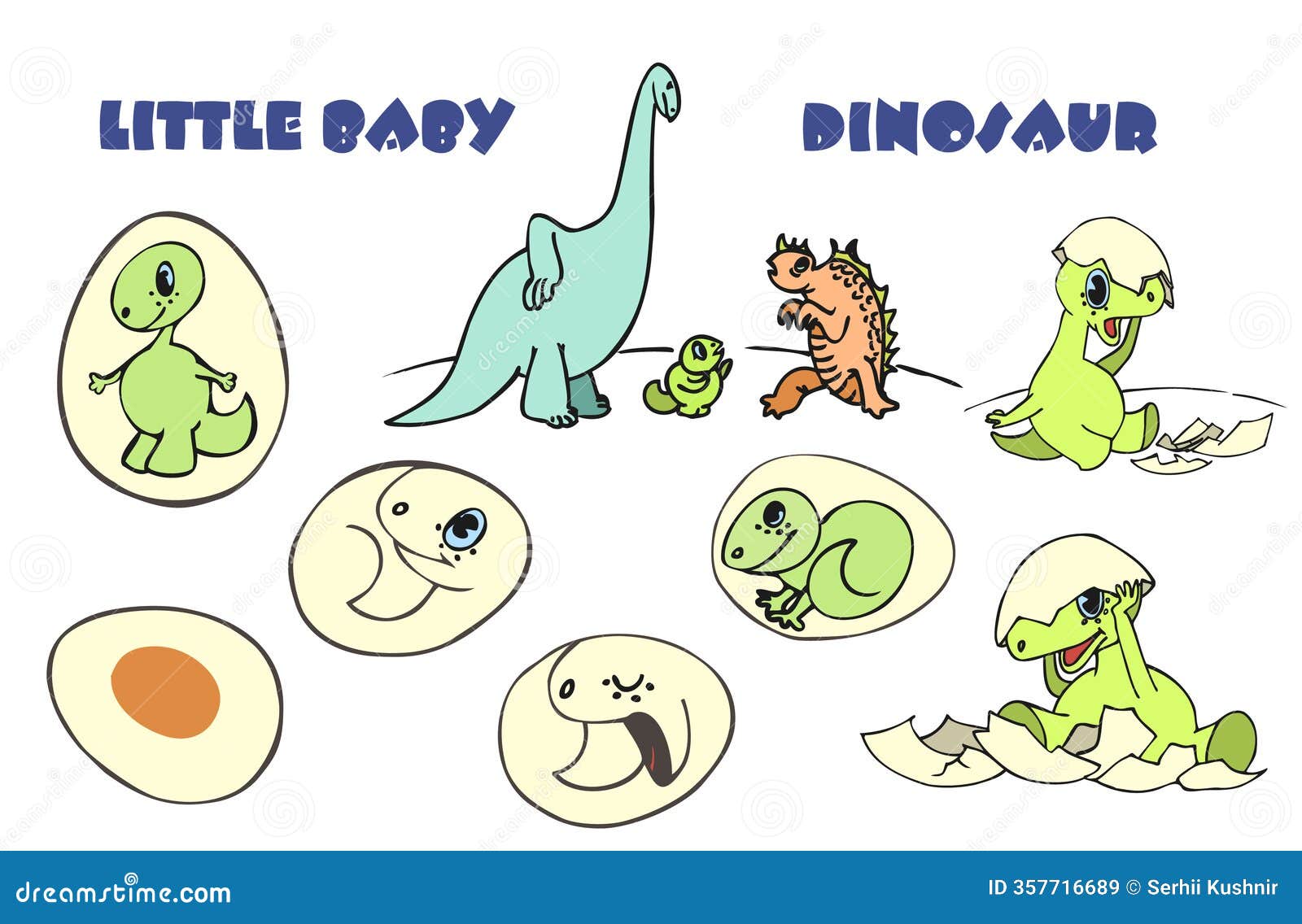 Cartoon Dinosaurus Pack. Dino Baby Set Vector Stock Image - Image of dino, tyrannosaurus: 357716689