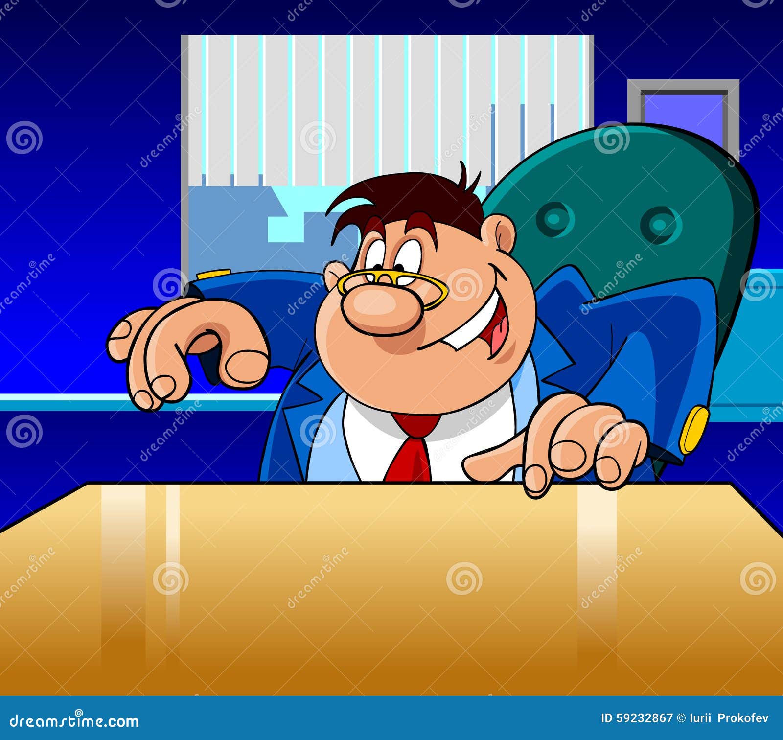 Cartoon Director Man Happily Shows Stock Vector - Illustration of chief ...