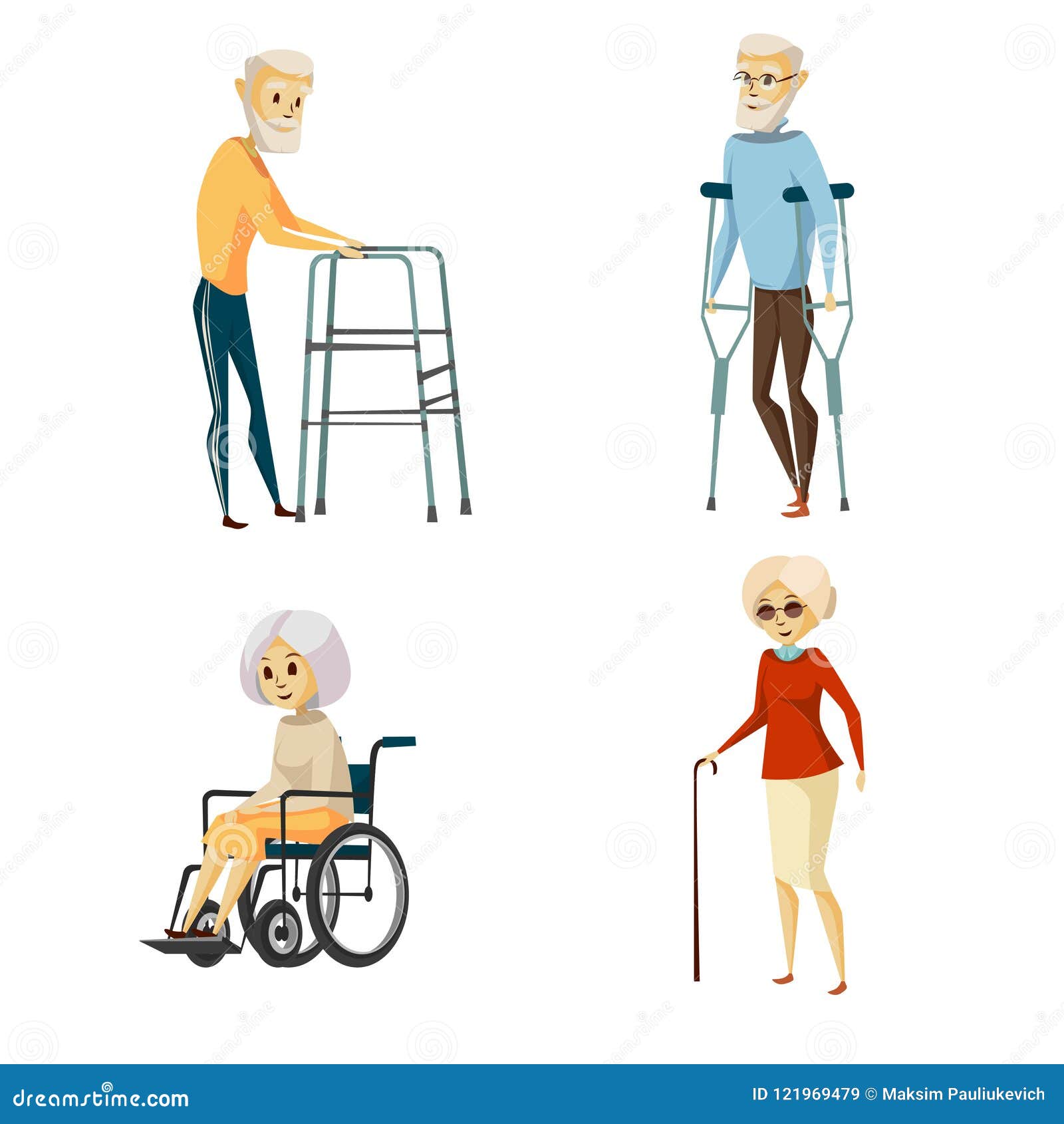 Cartoon Disabled Senior People Set Stock Illustration - Illustration of ... Cartoon Disabled Senior People Set Stock Illustration - Illustration of ...