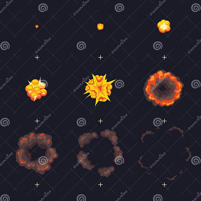 Cartoon Disappear Explode Bomb Explosion with Smoke Cloud Vector ...