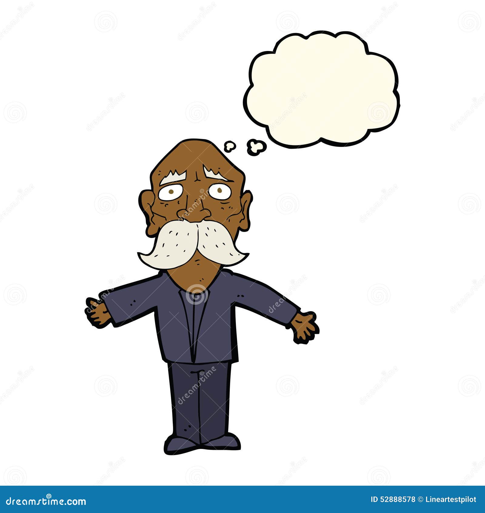 Cartoon Disappointed Old Man with Thought Bubble Stock Illustration ...