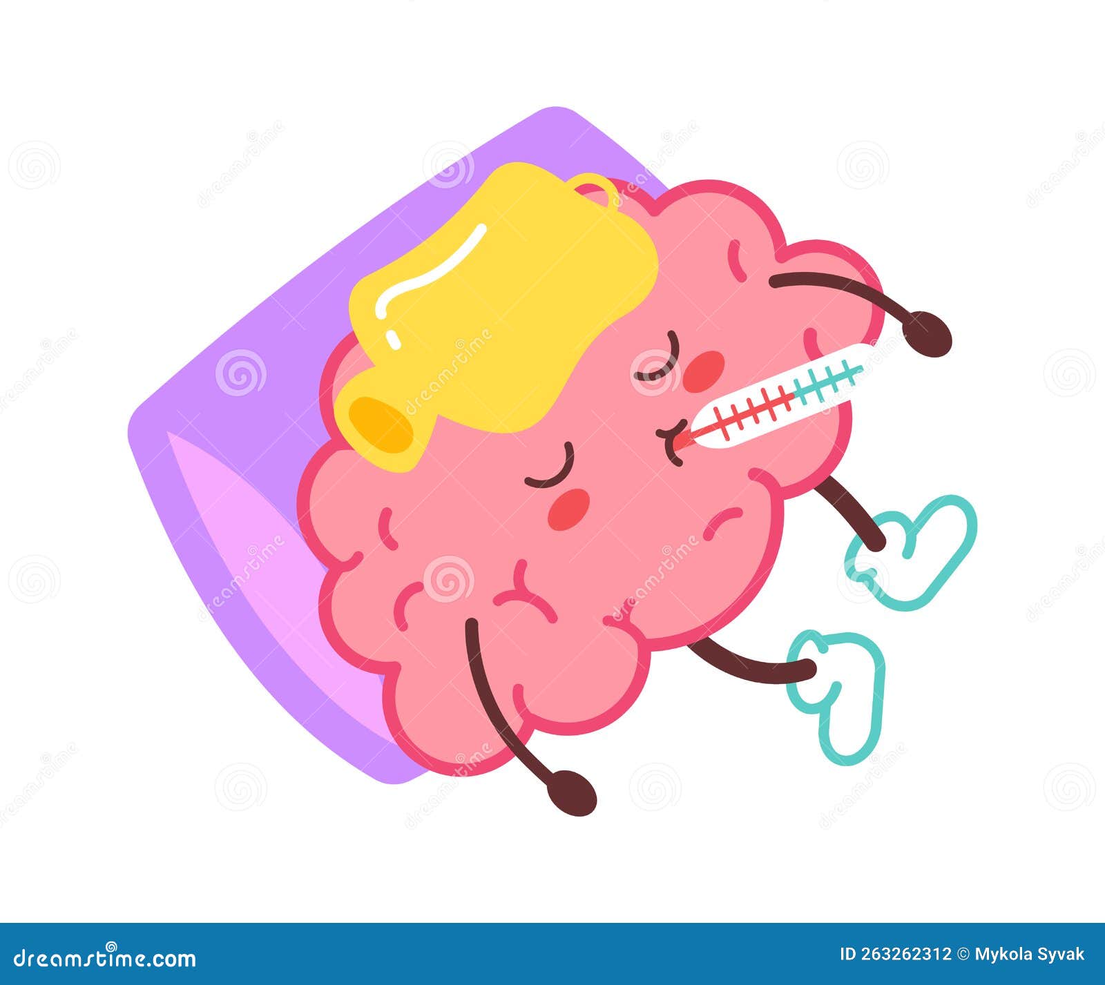 Cartoon diseased brain stock vector. Illustration of doctor - 263262312