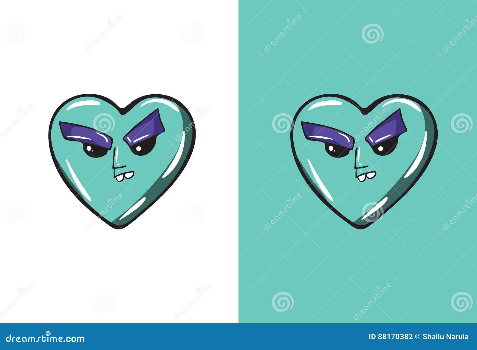 Cartoon Disgust Emoji in Heart Shape. Stock Illustration - Illustration ...