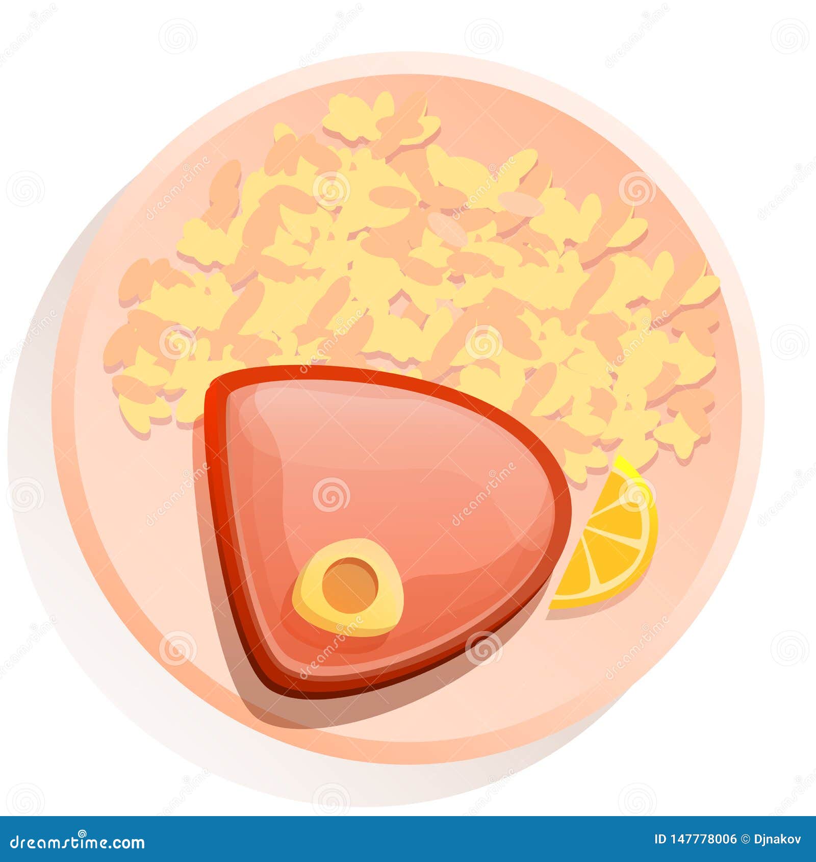 Cartoon Dish with Meat and Rice Stock Illustration - Illustration of ...
