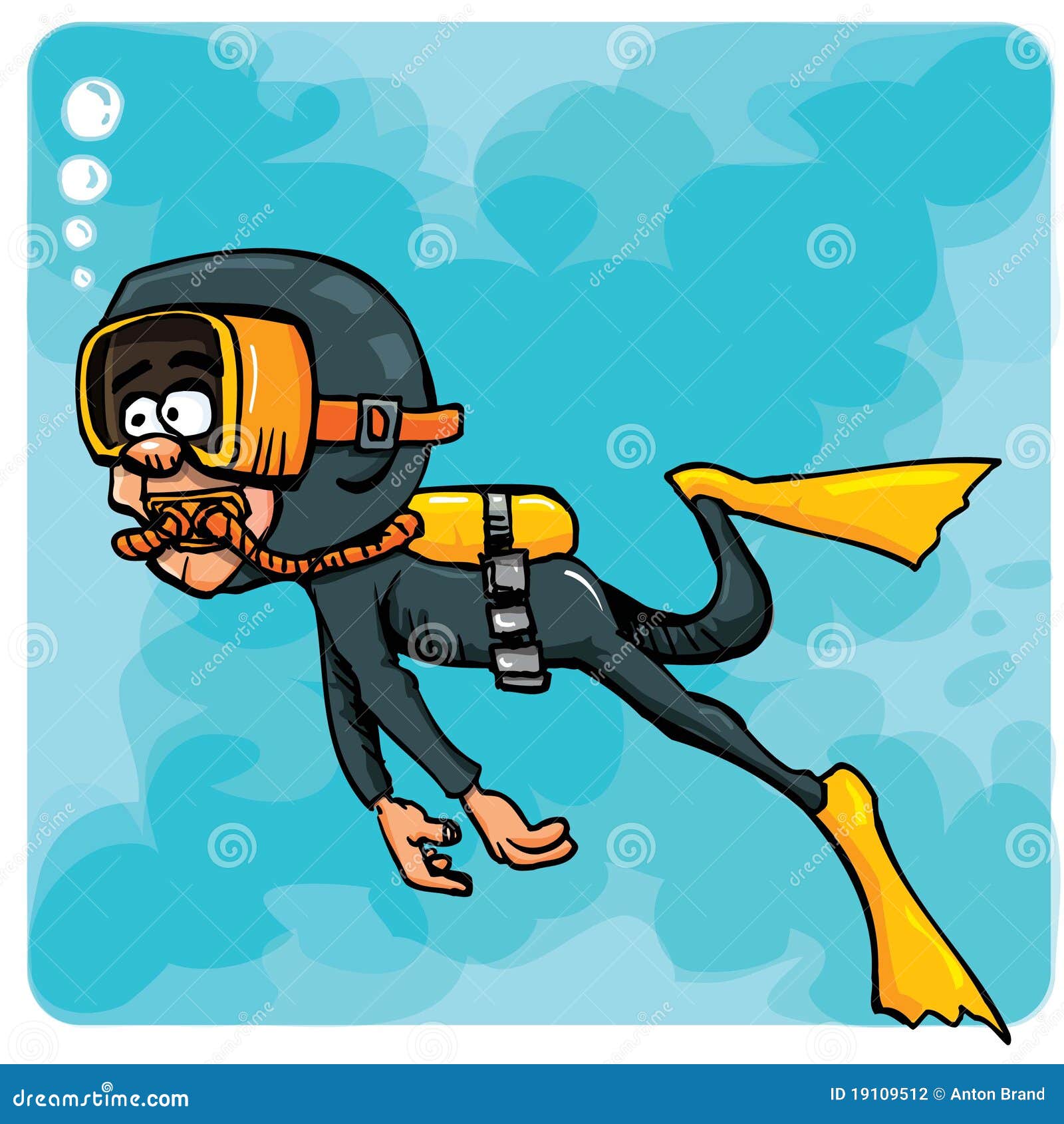 Cartoon Diver Swimming Underwater Stock Photography - Image: 19109512