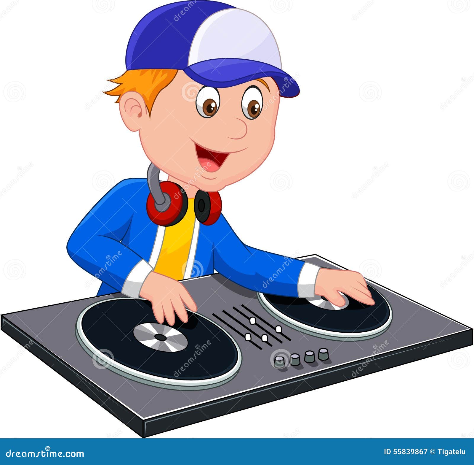 Cartoon DJ boy stock vector. Illustration of disc, play - 55839867