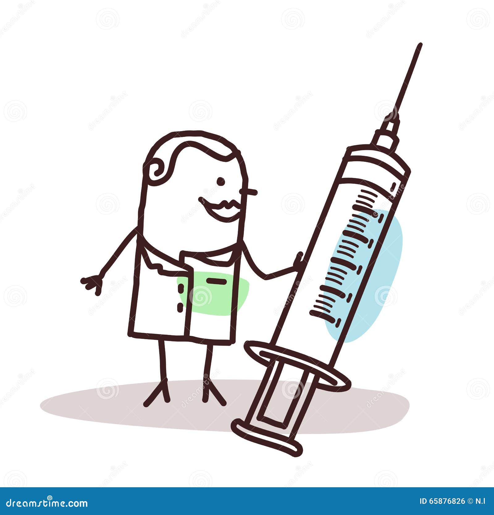 Cartoon Doctor with Big Syringe Stock Vector - Illustration of science ...