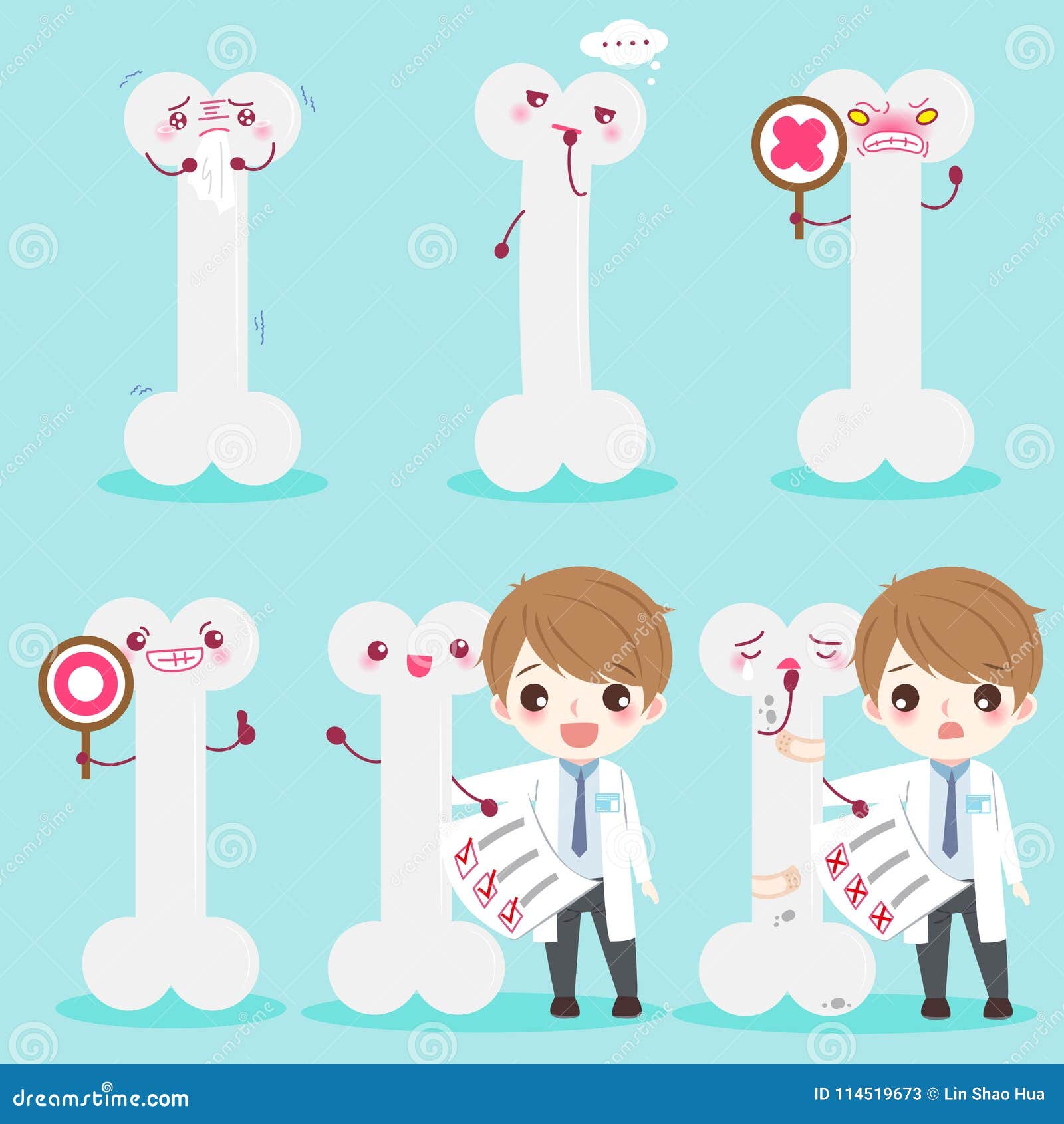 Doctor With Bone X-ray, Copy Space Template, Flat Vector Illustration ...