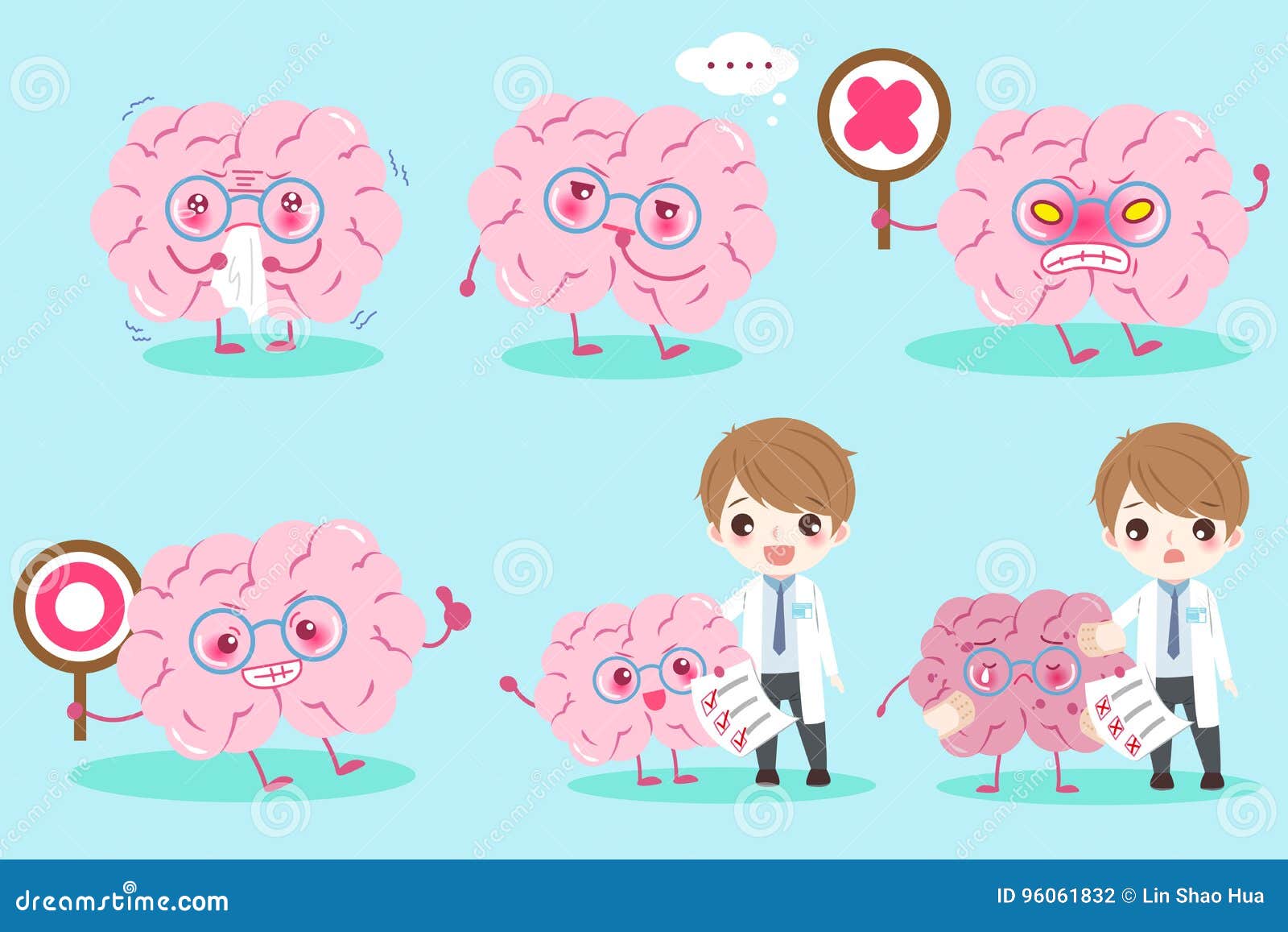 Cartoon doctor with brain stock vector. Illustration of clinical - 96061832
