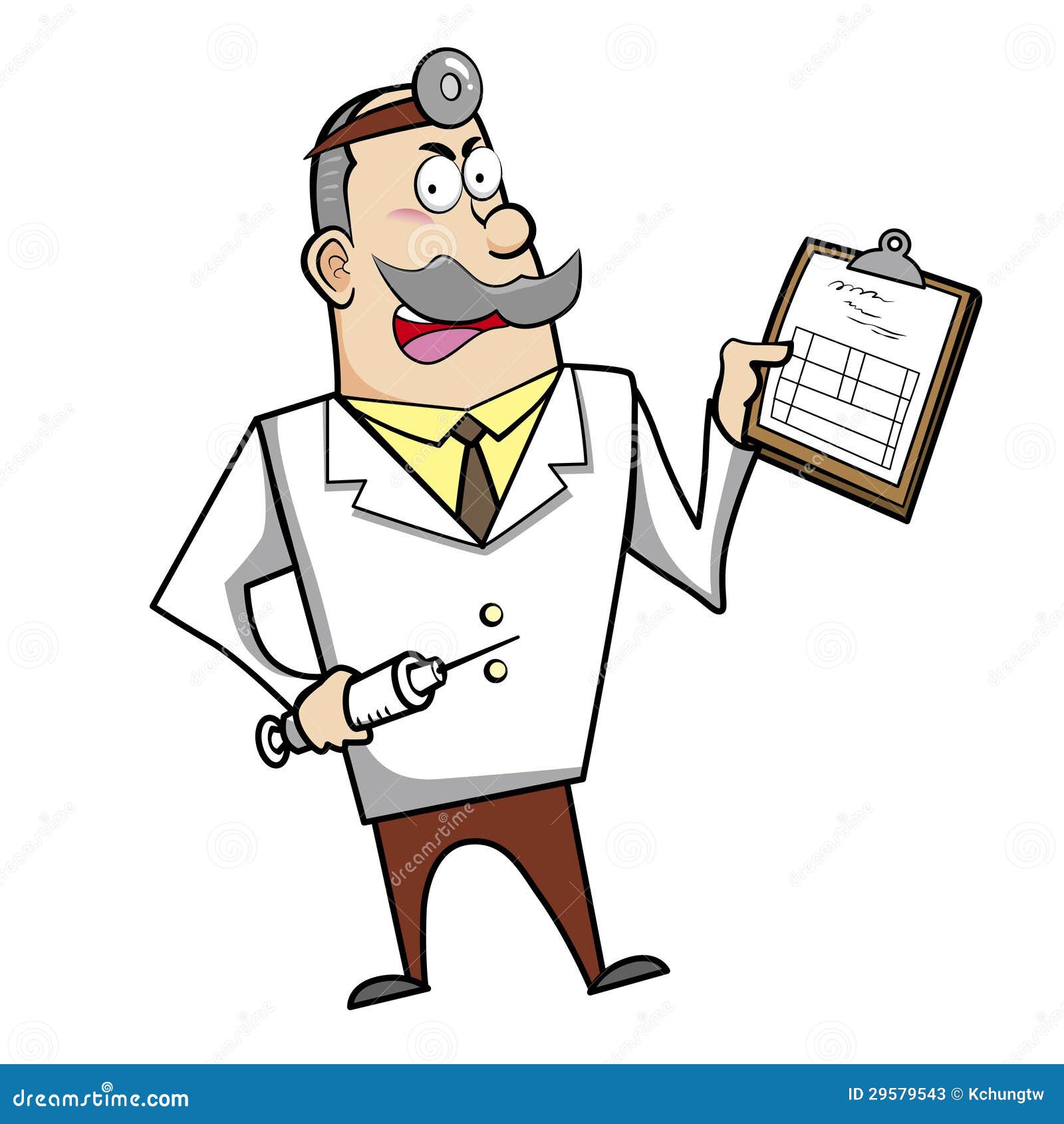 Cartoon Doctor with Clipboard and Syringe Stock Vector - Illustration ...