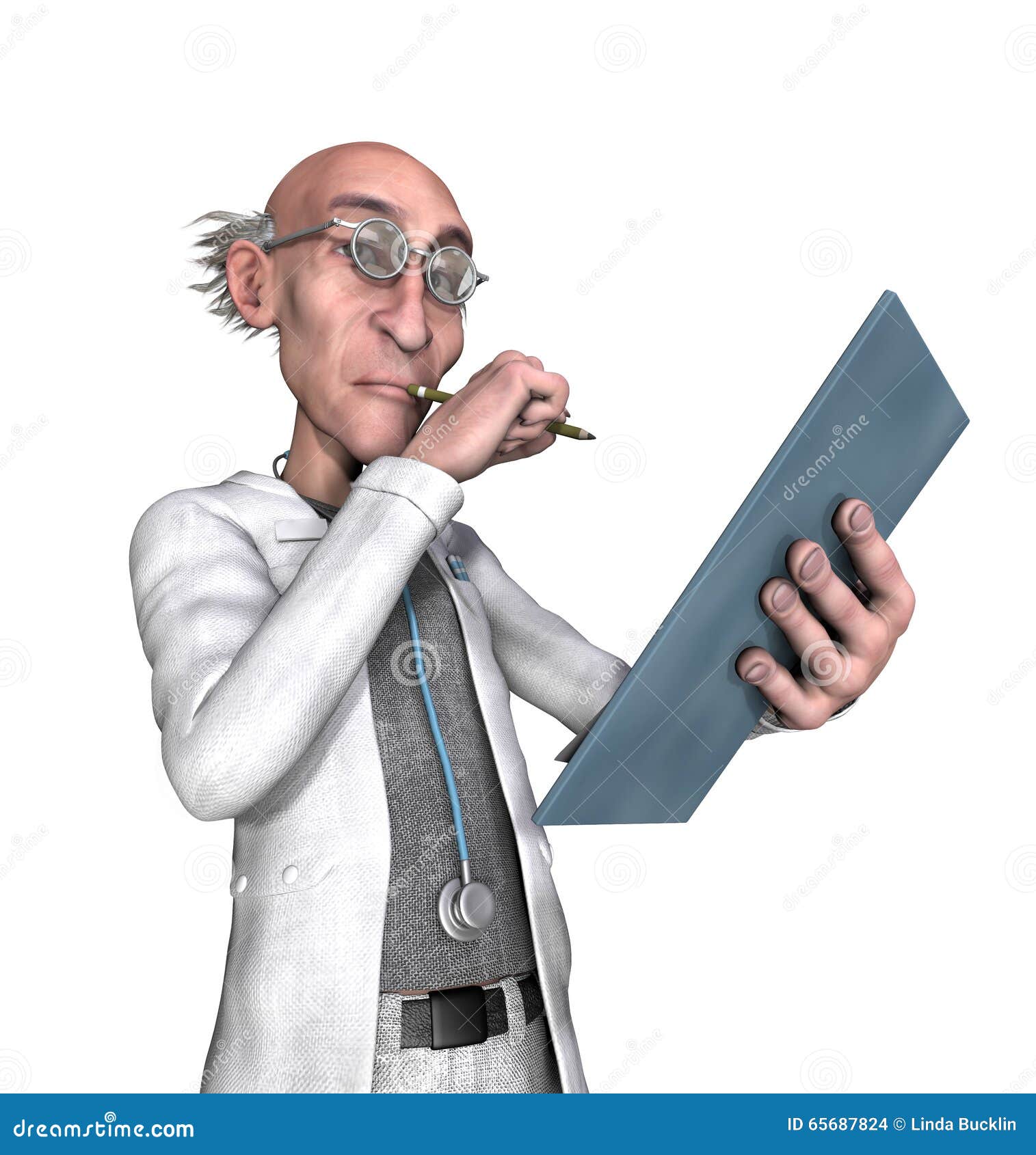Cartoon Doctor Considering A Diagnosis Stock Illustration - Image: 65687824